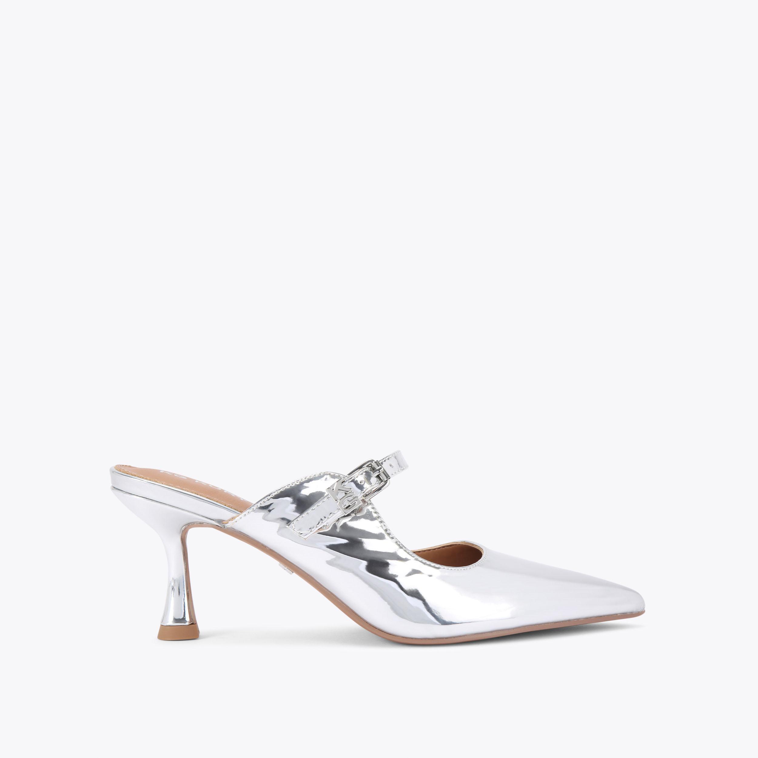 ALINA MULE Metallic Silver Mule Heel by KG KURT GEIGER