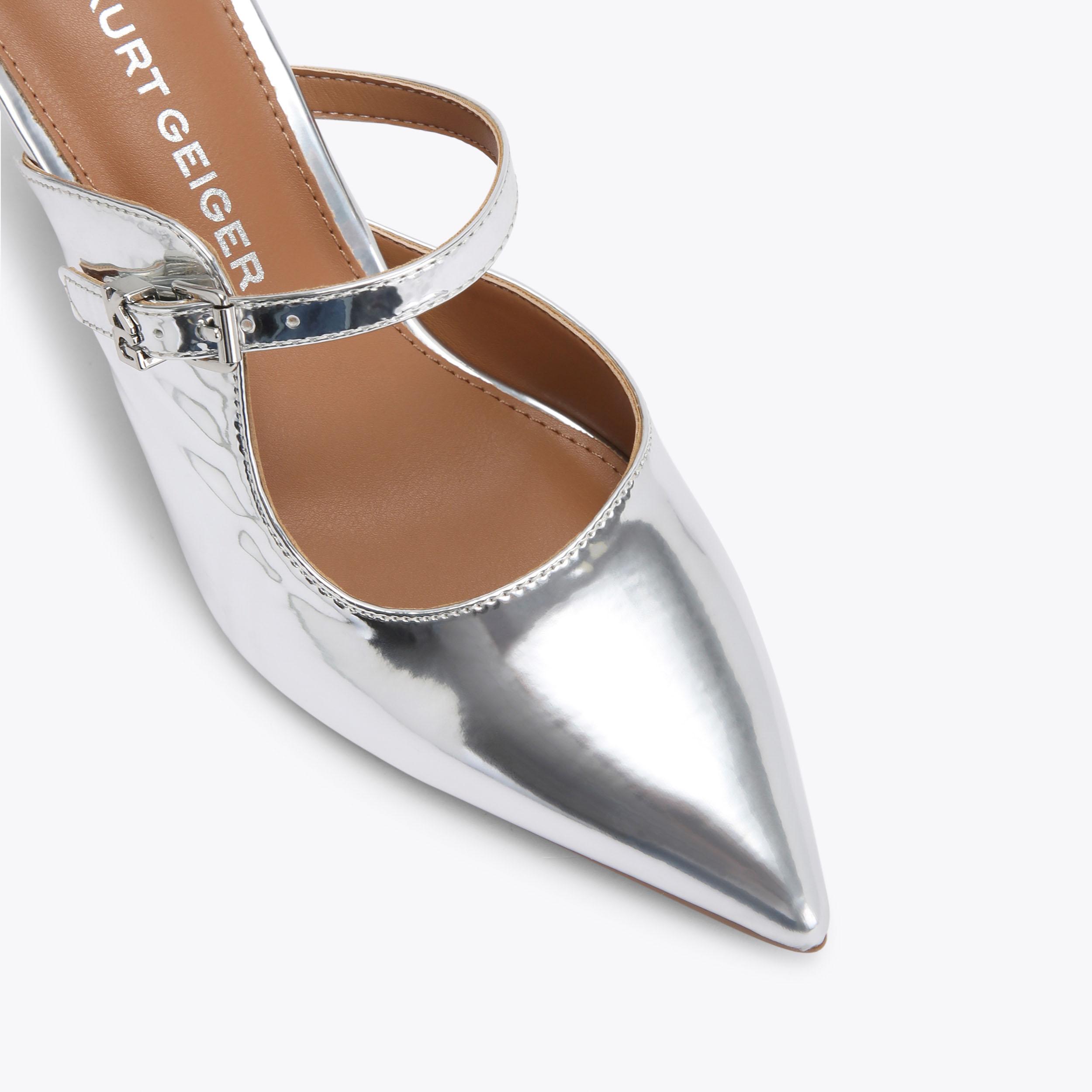 ALINA MULE Metallic Silver Mule Heel by KG KURT GEIGER
