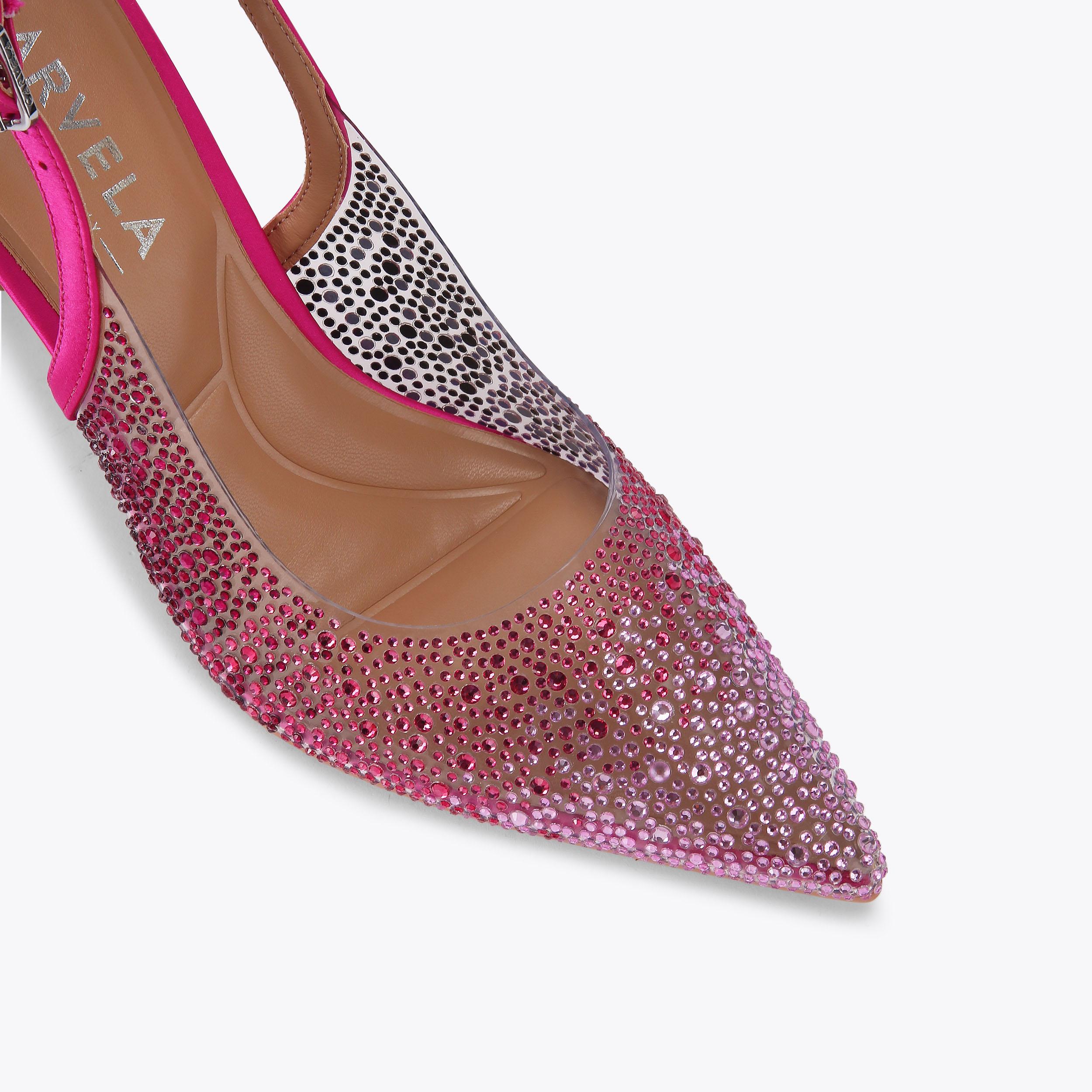 POSITANO VINYL SLING BACK Pink Crystal High Heels by CARVELA