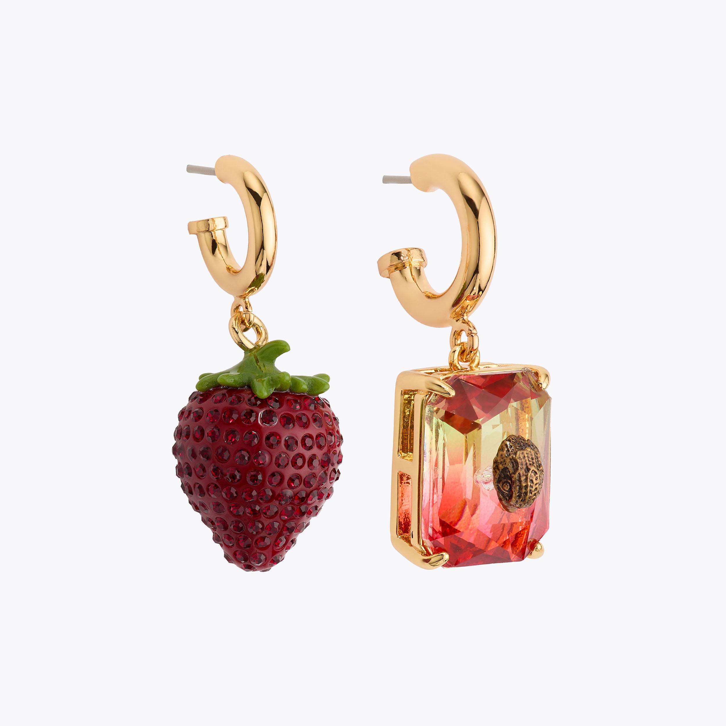 PAVE STRAWBERRY HUGGIE Strawberry Charm Huggie Earrings by KURT GEIGER ...