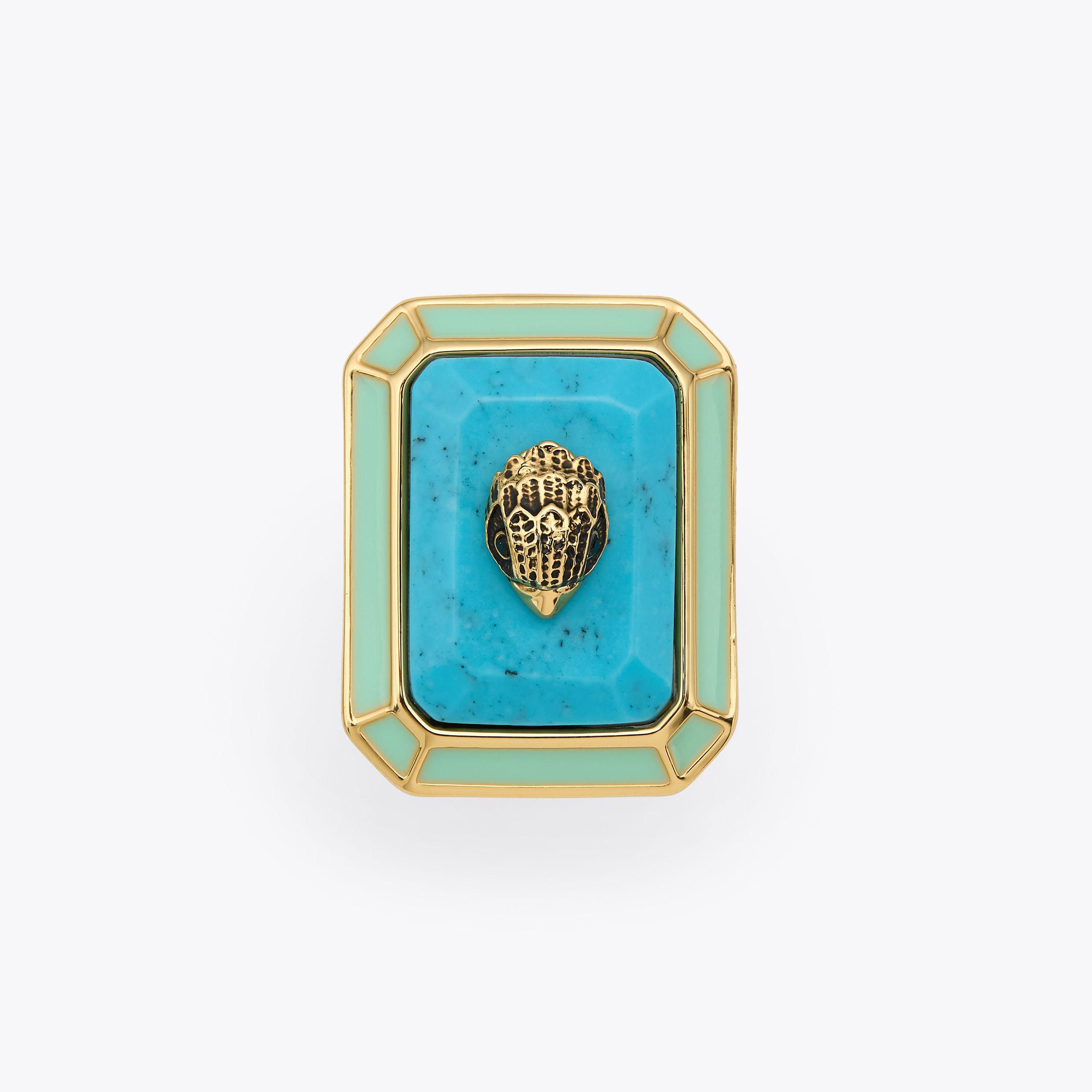ENAMEL COCKTAIL RING Resin Blue Ring by KURT GEIGER LONDON