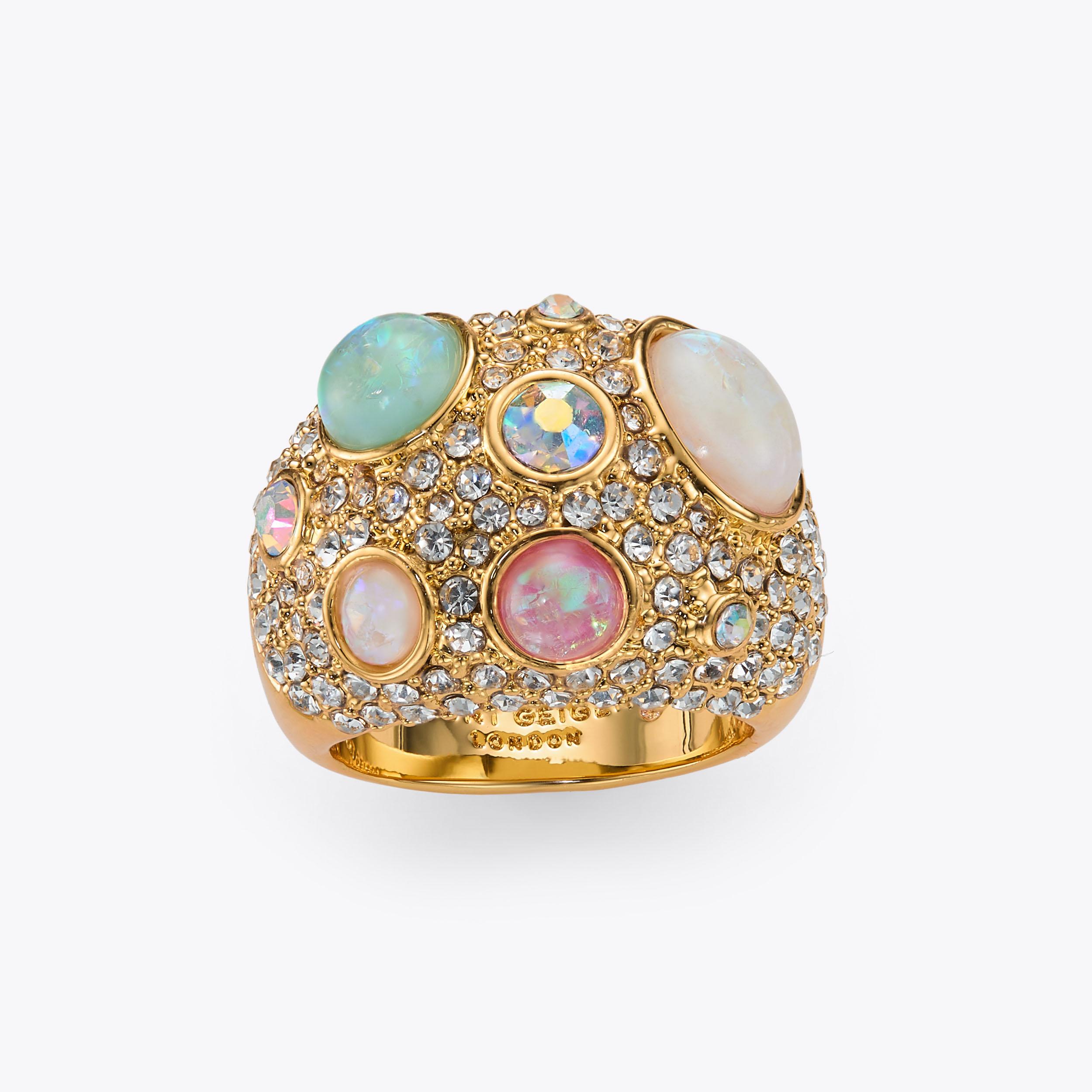 OPAL MIX PAVE RING Opal Mix Dome Ring by KURT GEIGER LONDON