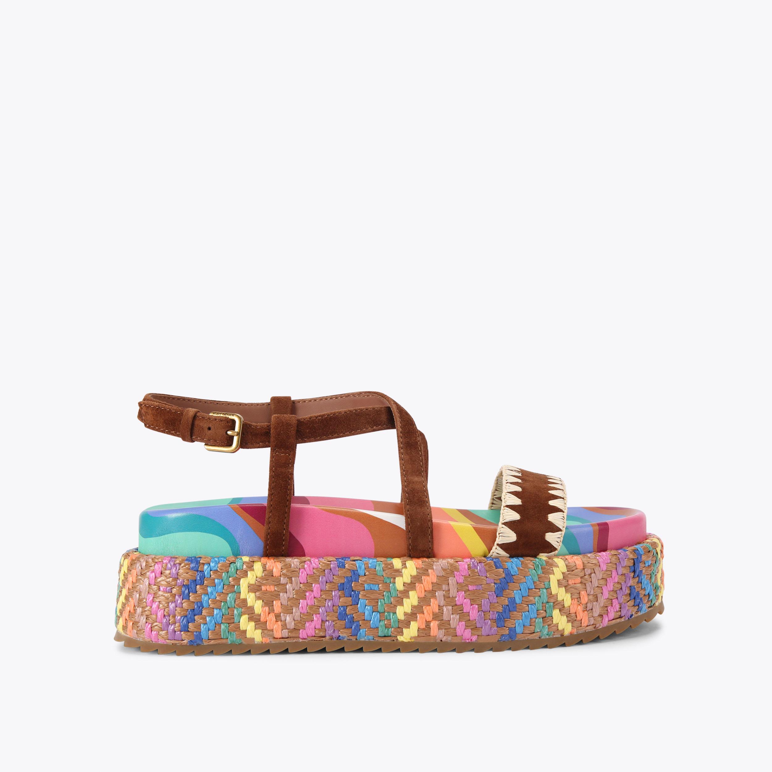 CHELSEA FLATFORM SANDAL Rainbow Wave Flatform Sandal by KURT GEIGER LONDON