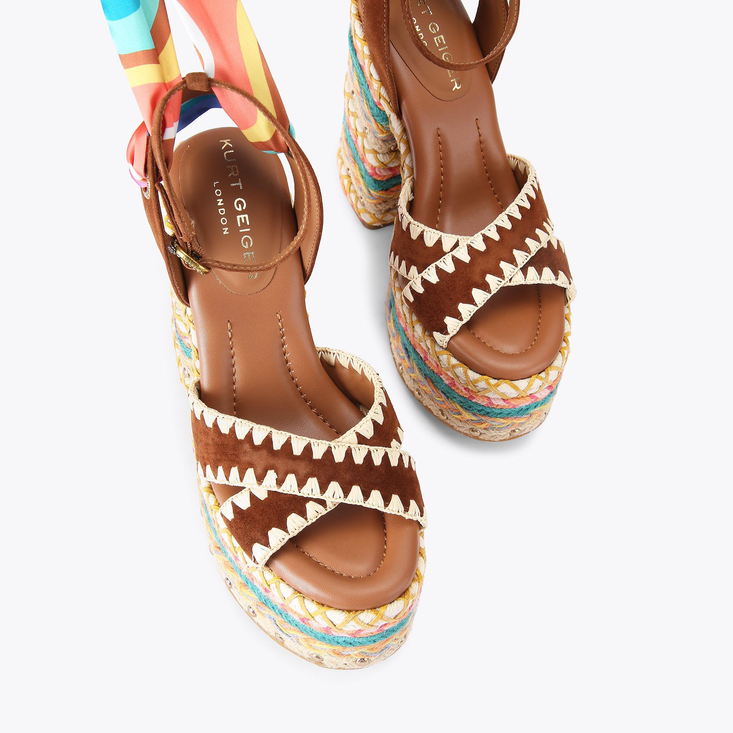 CHELSEA SCARF PLATFORM Brown Suede Platform Heels by KURT GEIGER LONDON