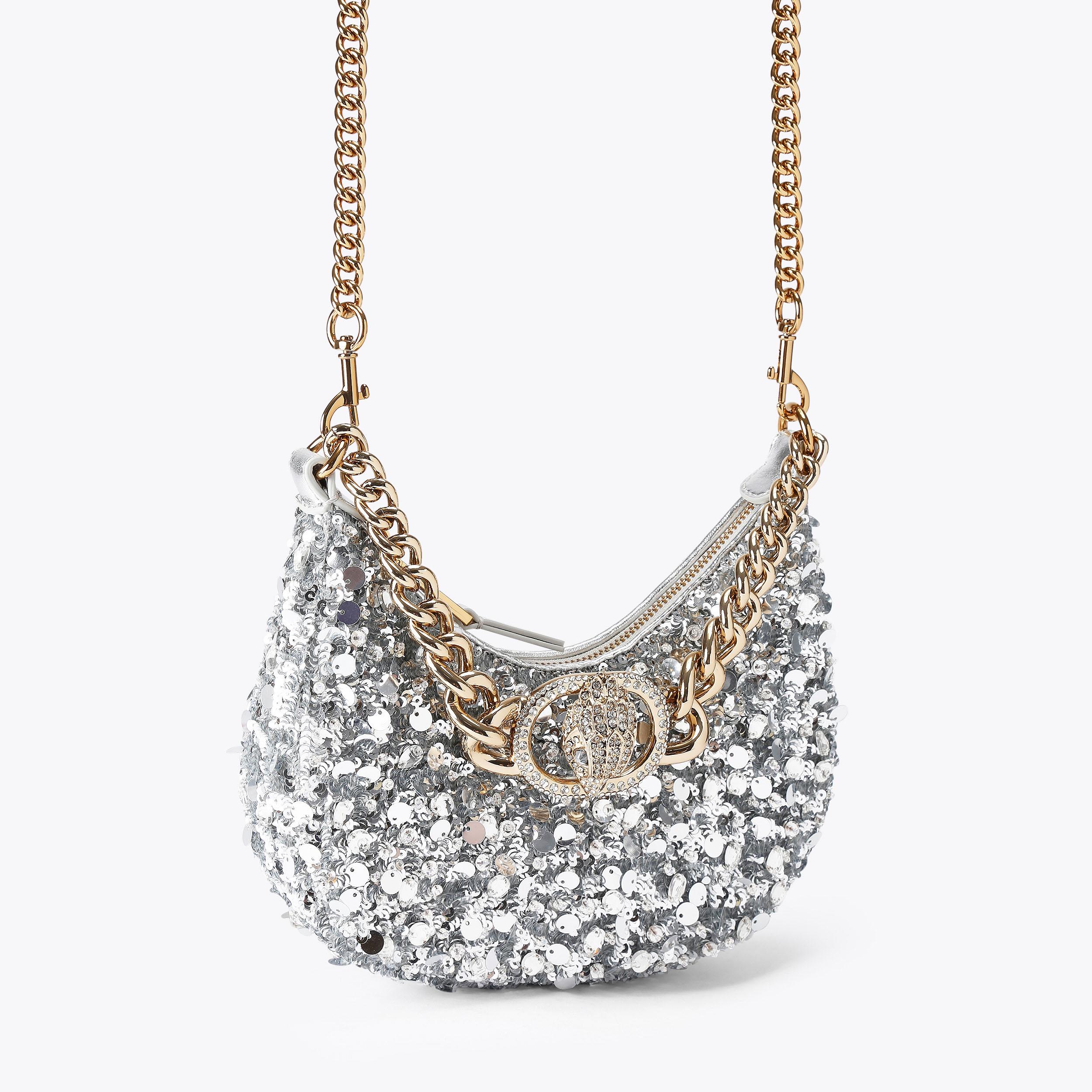 SM CHELSEA CHAIN HOBO Silver Sequin Chain Shoulder Bag by Kurt Geiger ...
