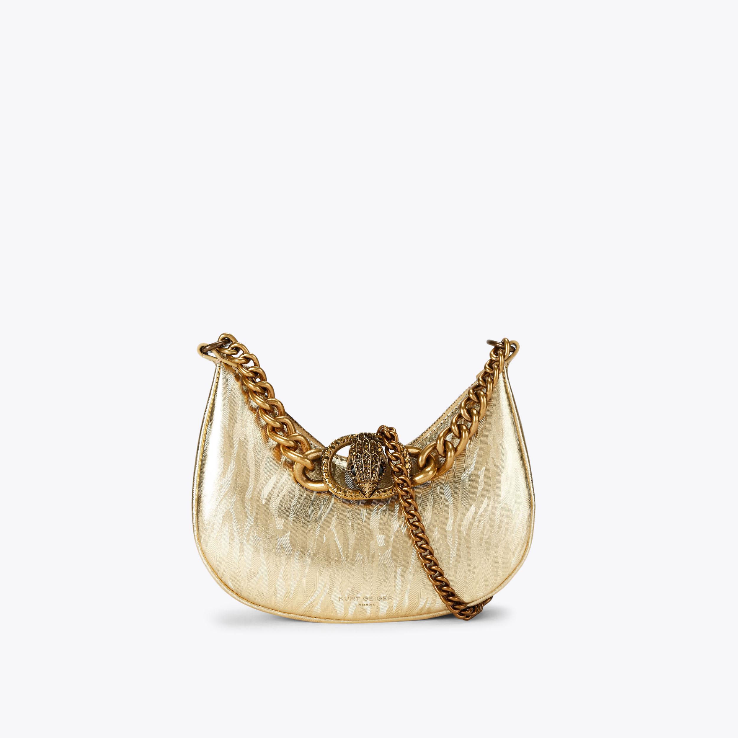 SM CHELSEA CHAIN HOBO Metallic Gold Striped Shoulder Bag by KURT GEIGER ...