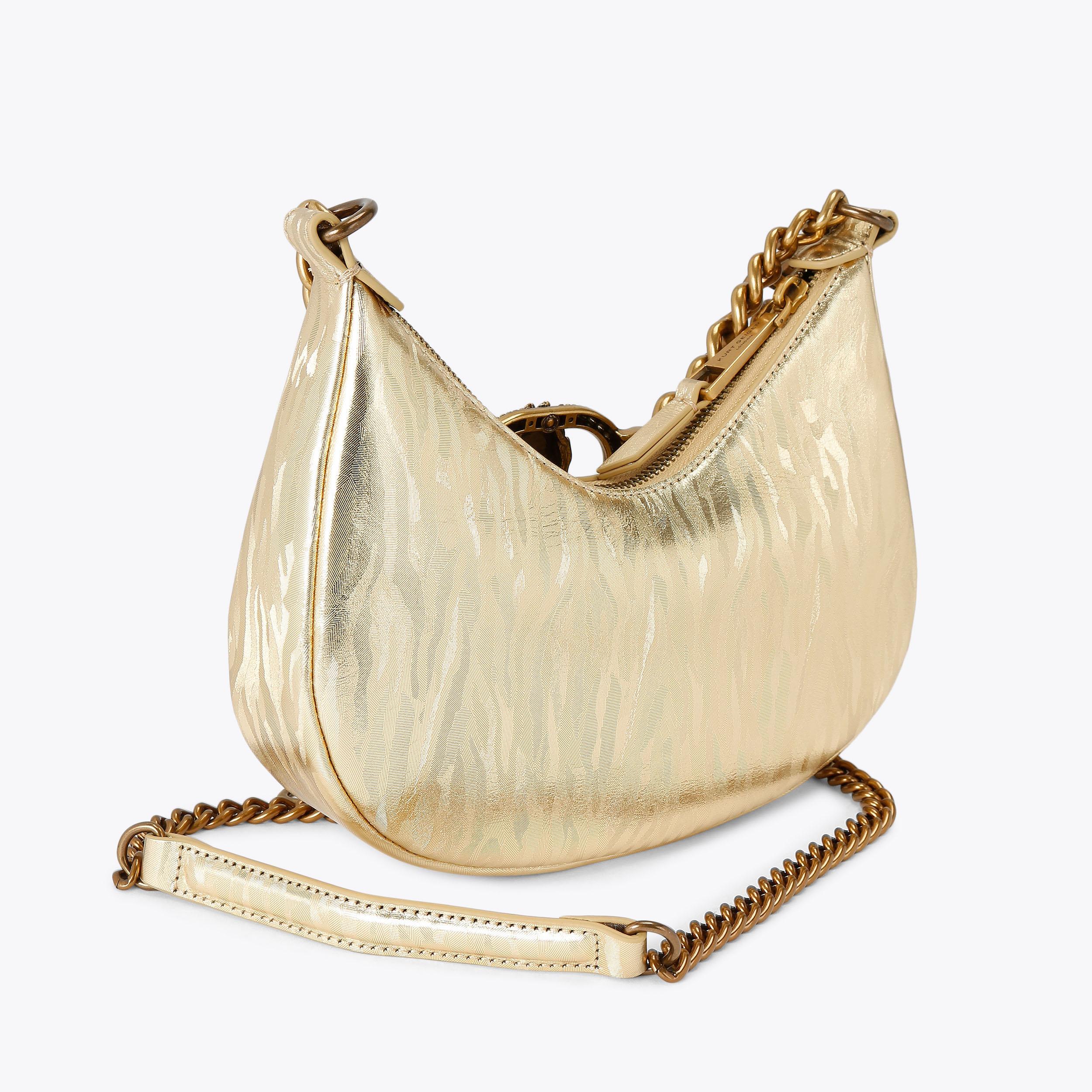 SM CHELSEA CHAIN HOBO Metallic Gold Striped Shoulder Bag by KURT GEIGER ...