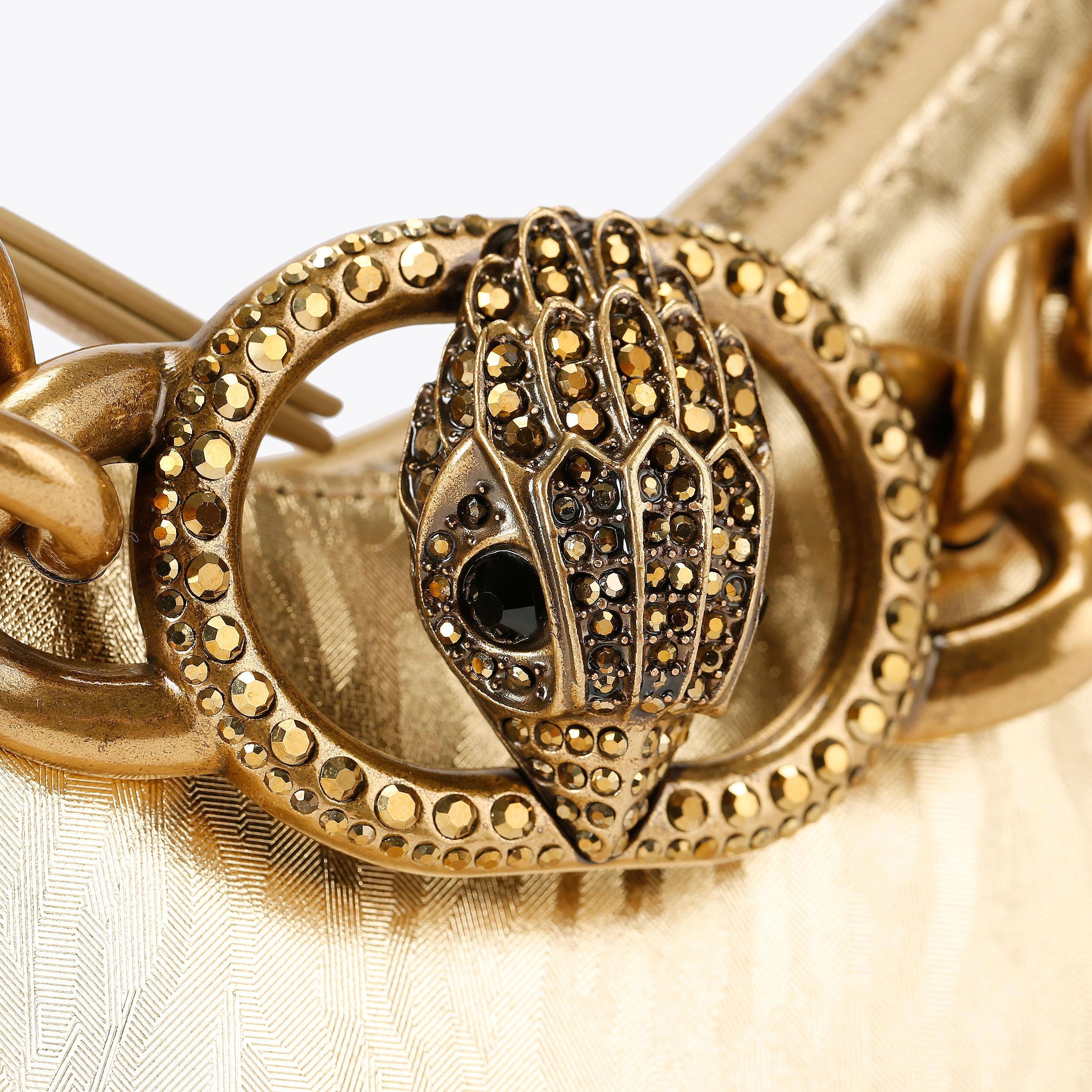 SM CHELSEA CHAIN HOBO Metallic Gold Striped Shoulder Bag by KURT GEIGER ...