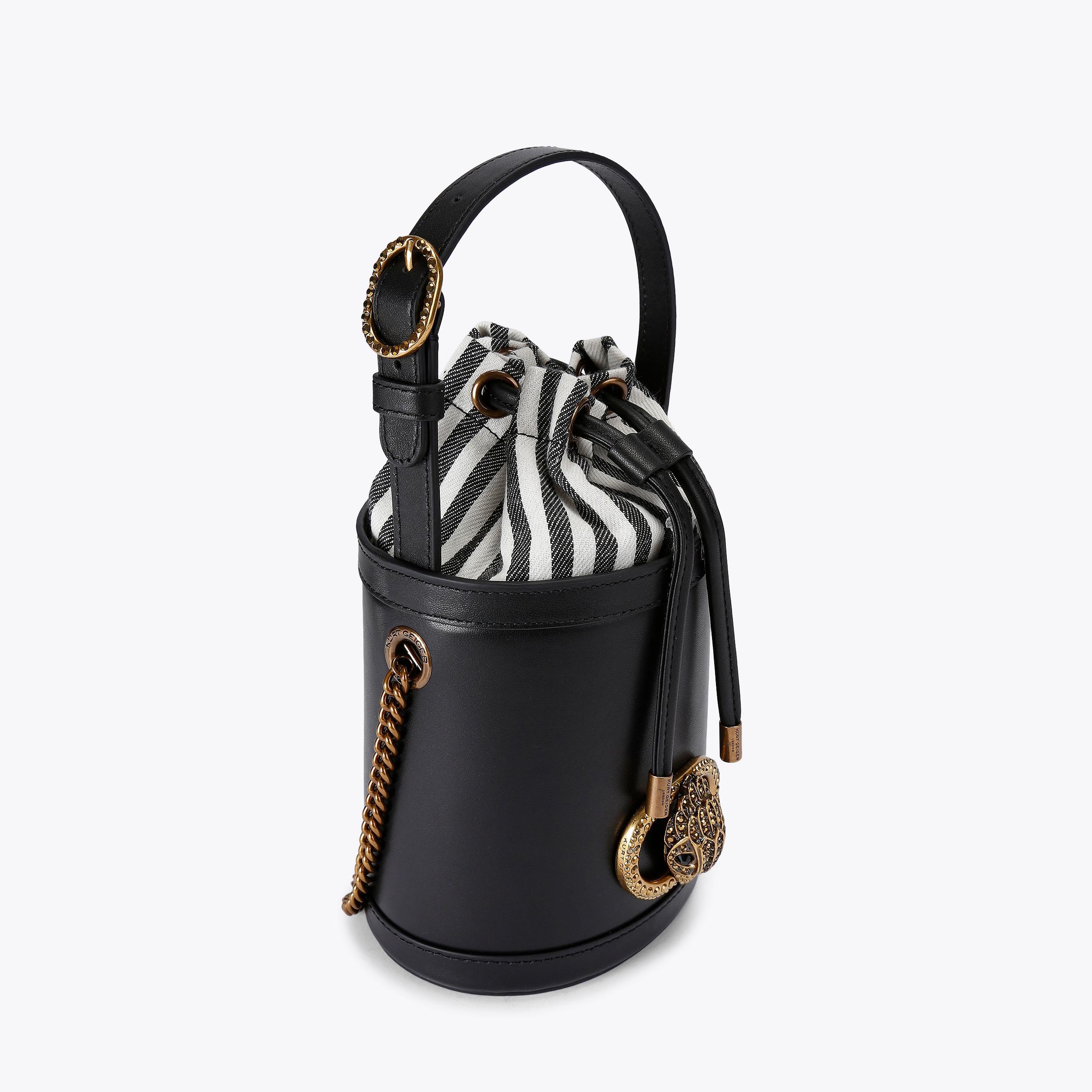 SM CHELSEA ROUND BUCKET Black Bucket Bag by KURT GEIGER LONDON