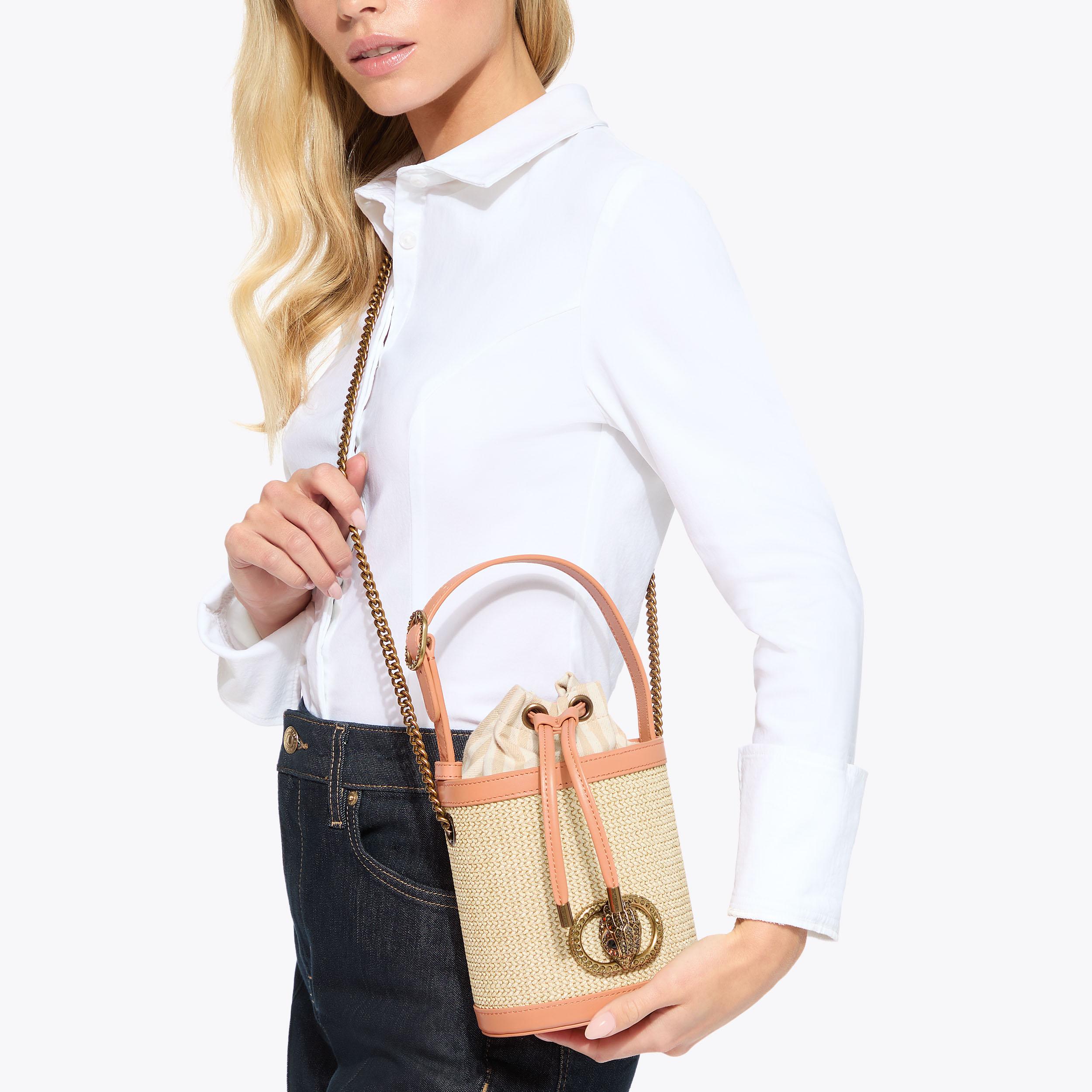 SM CHELSEA ROUND BUCKET Woven Bucket Bag by KURT GEIGER LONDON