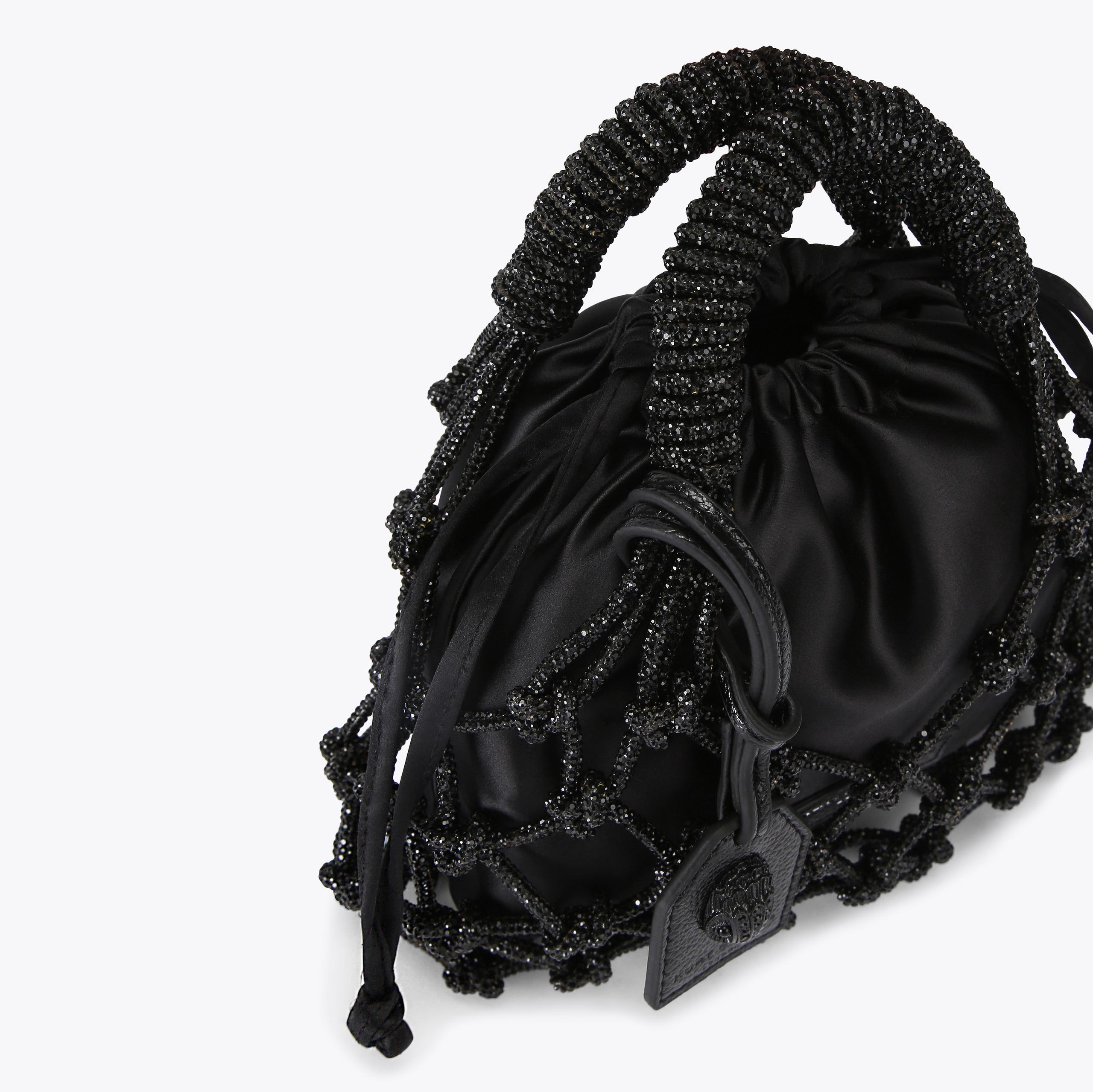 SM MACRAME CRYSTAL BAG DR Black Fabric Macrame Bag by KURT GEIGER LONDON