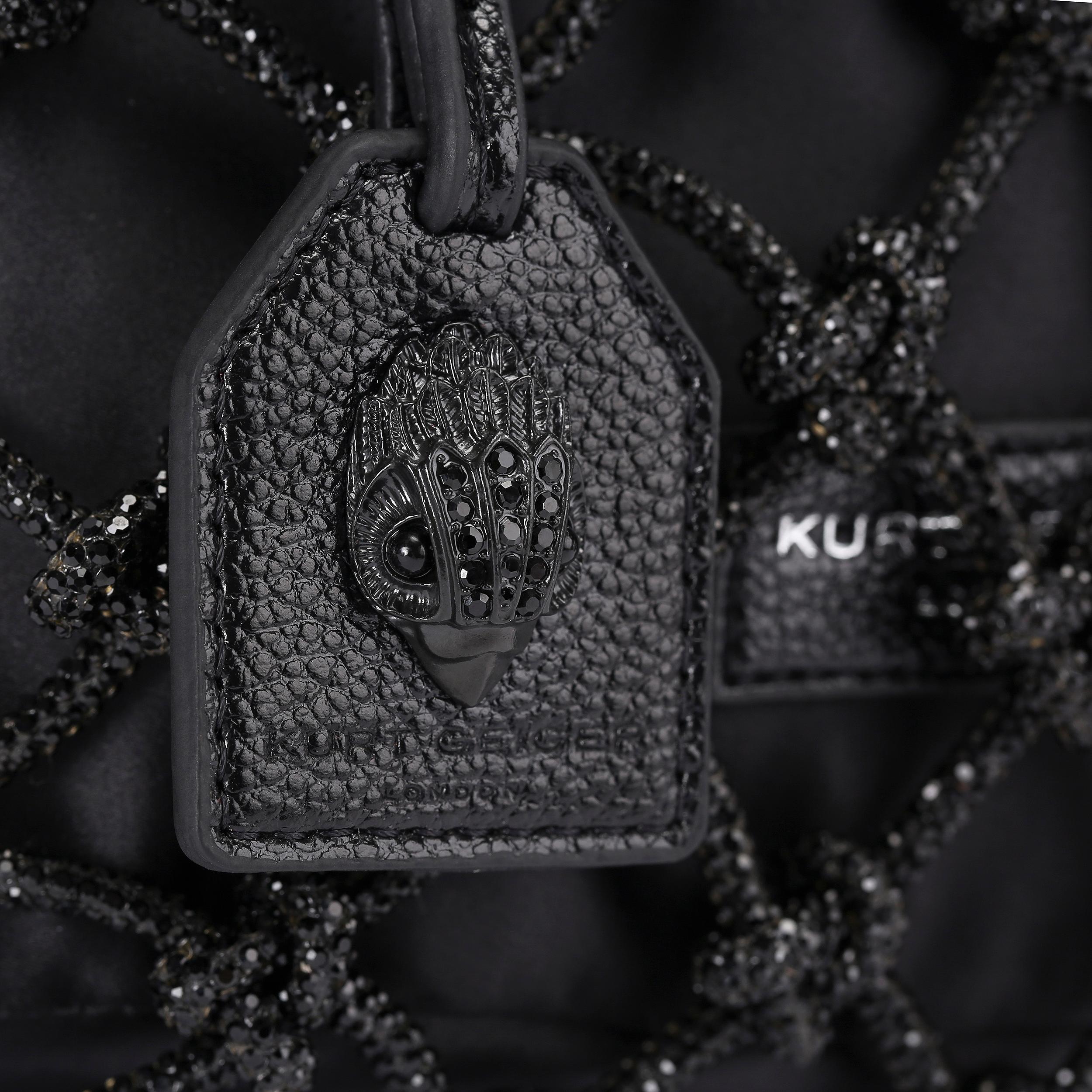 SM MACRAME CRYSTAL BAG DR Black Fabric Macrame Bag by KURT GEIGER LONDON