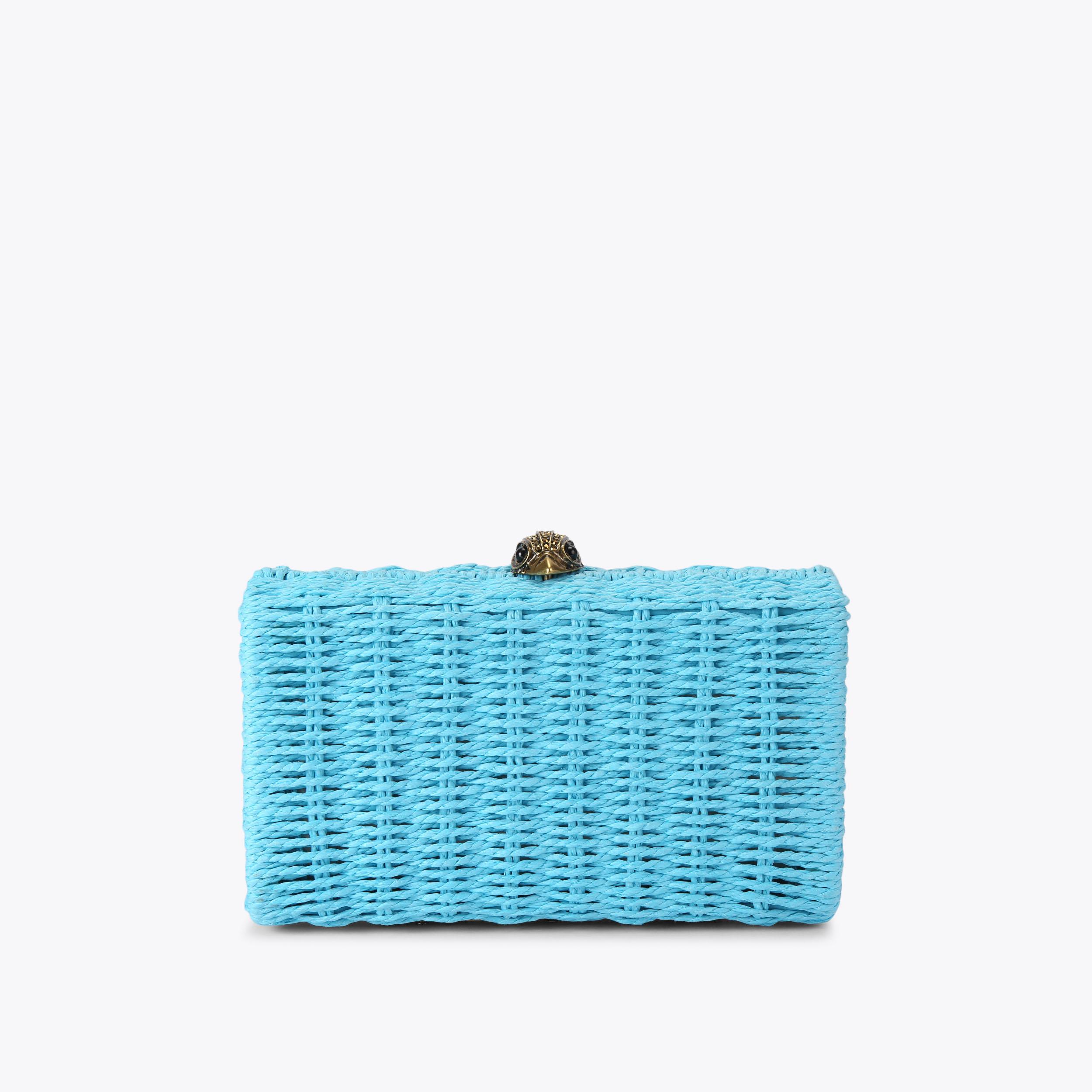 KENSINGTON CLUTCH Blue Woven Raffia Clutch Bag by KURT GEIGER LONDON