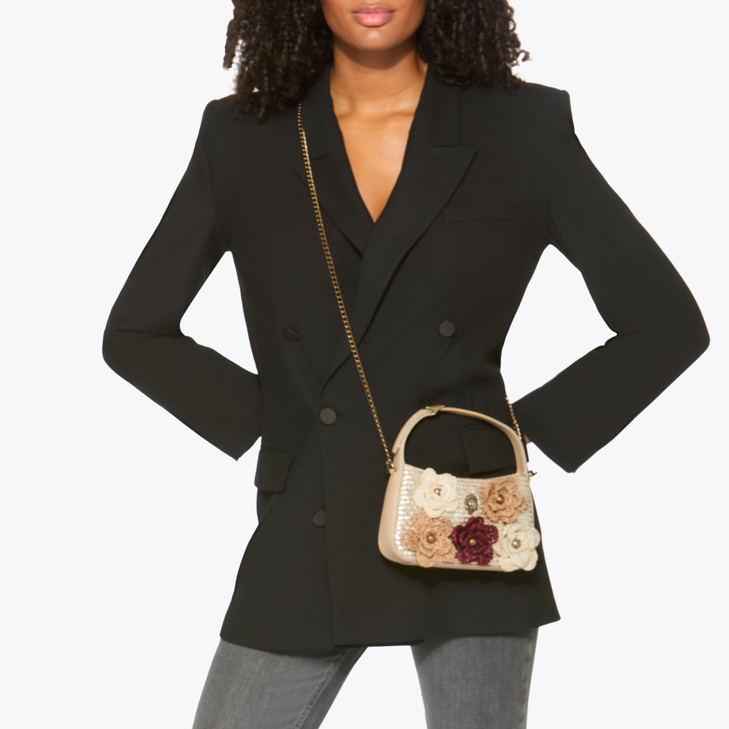 MINI BOND SHOULDER FLOWER Raffia Floral Shoulder Bag by KURT GEIGER LONDON