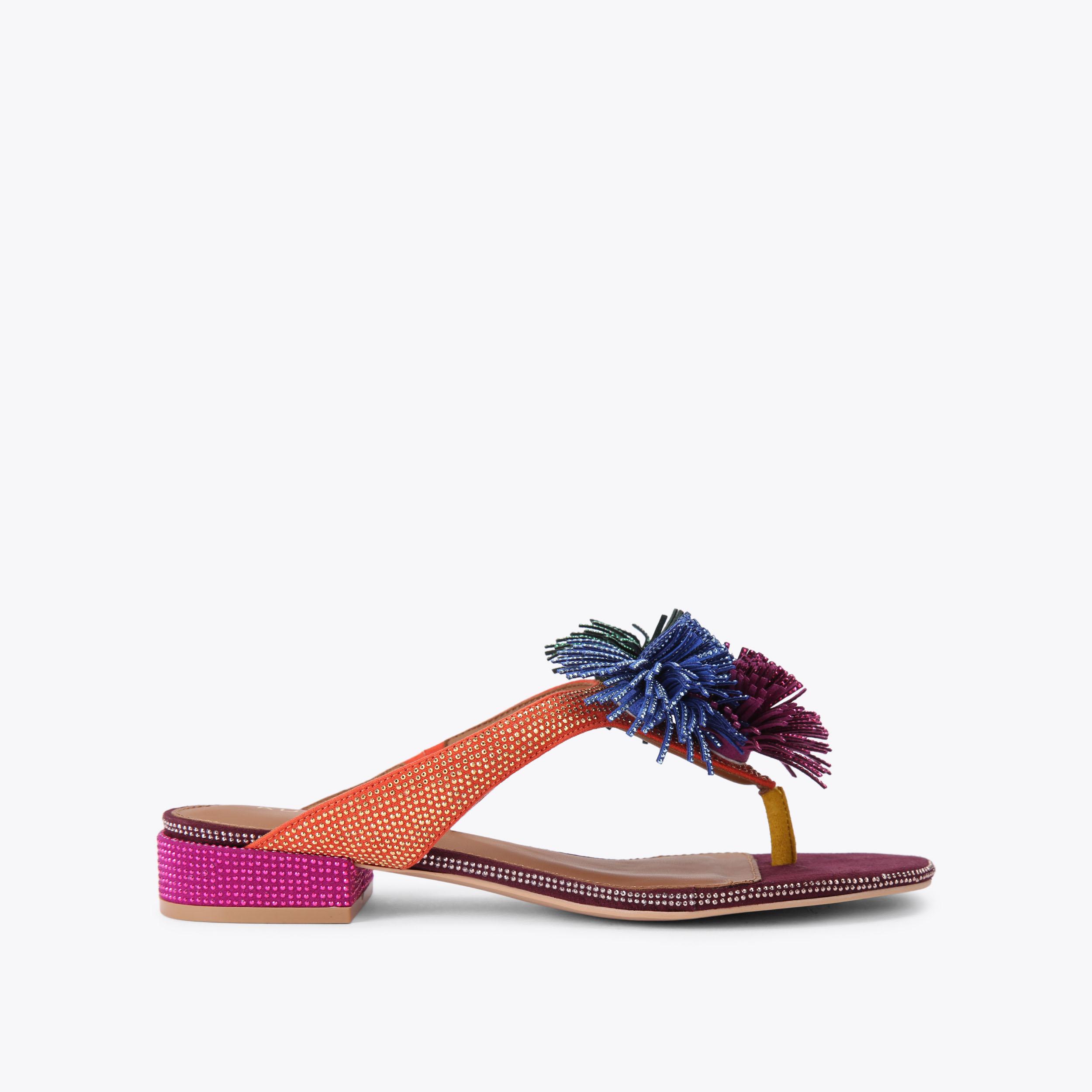 POM POM T-BAR FLAT SDL POM POM T-BAR FLAT SDL by KURT GEIGER LONDON