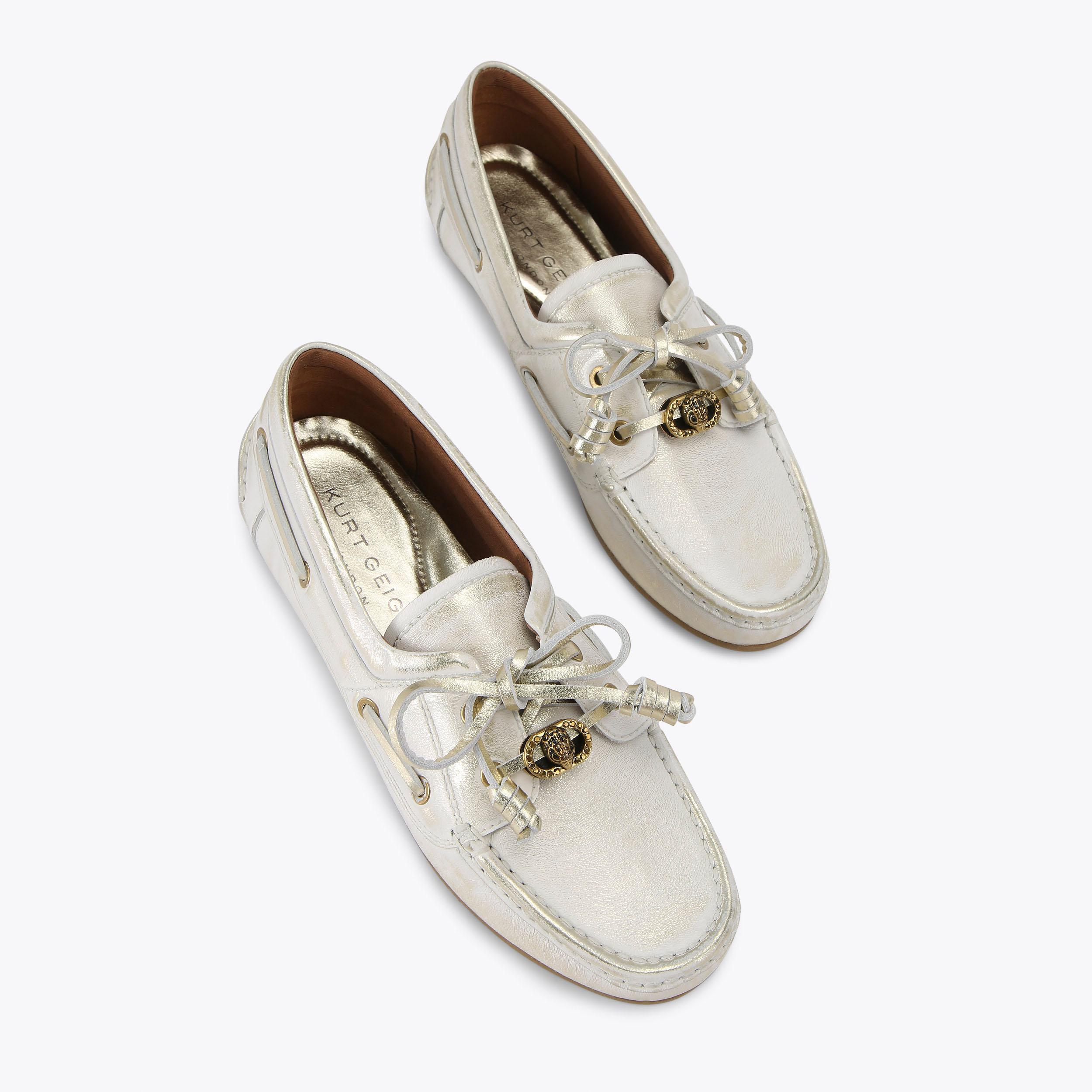 CHELSEA TIE MOCCASIN Metallic Gold Loafer Shoe by KURT GEIGER LONDON