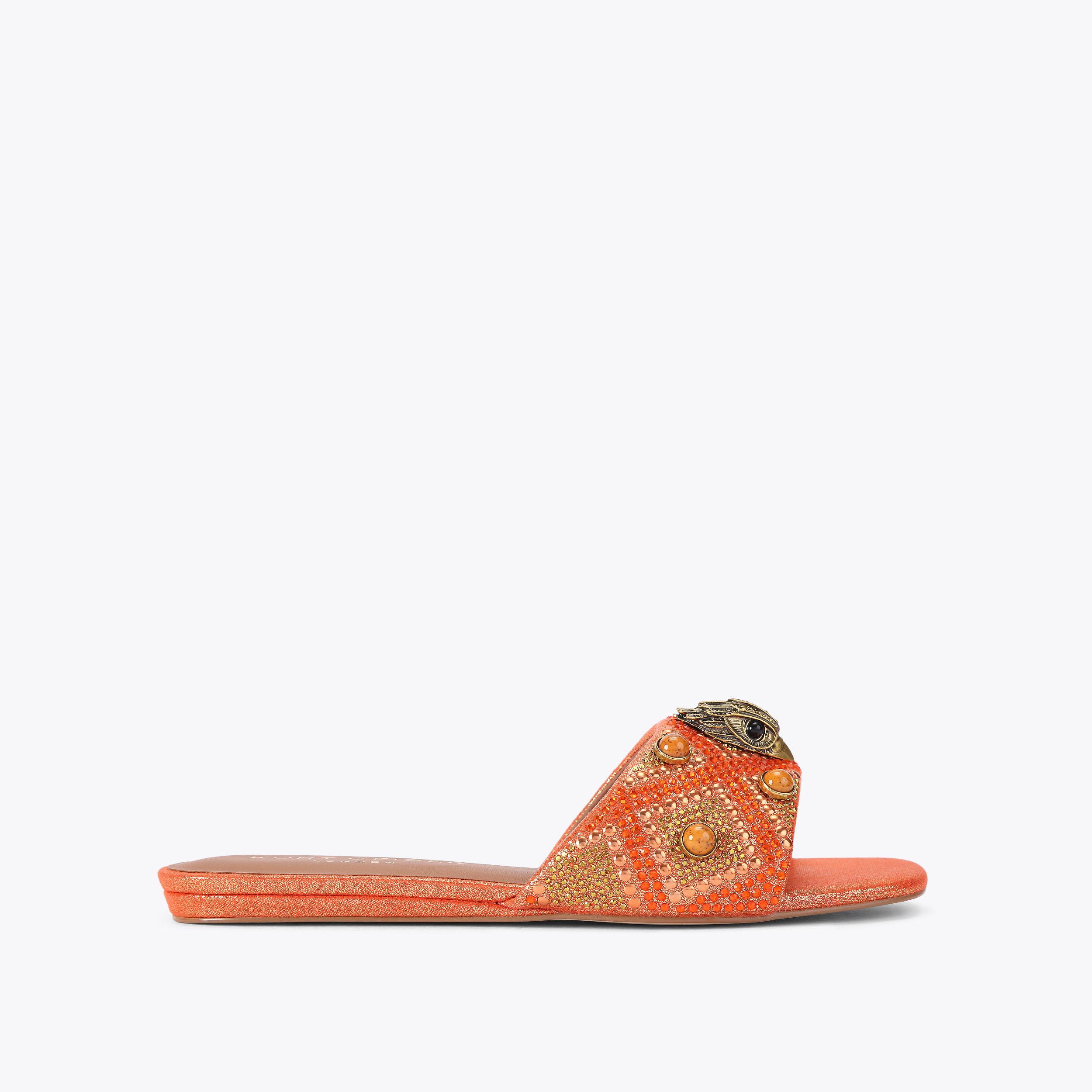 KENSINGTON FLAT JEWEL Orange Crystal Sandal by KURT GEIGER LONDON