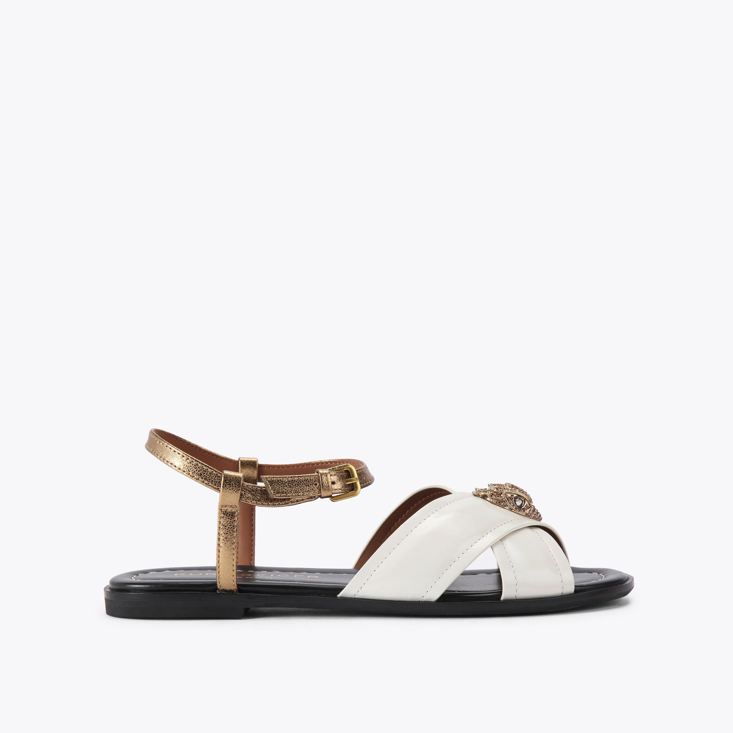 ORSON CROSS FLAT SANDAL Bone Leather Sandal by KURT GEIGER LONDON