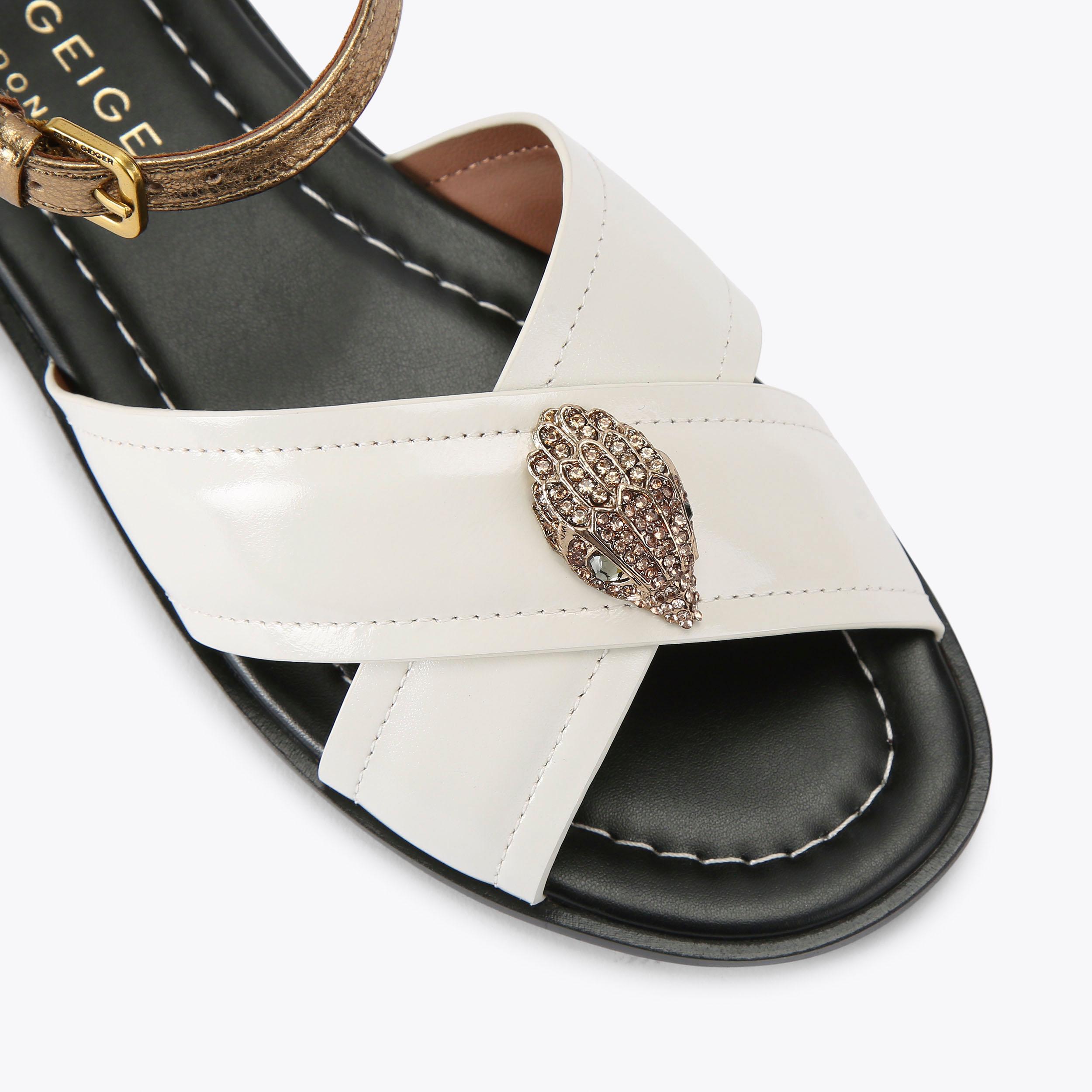 ORSON CROSS FLAT SANDAL Bone Leather Sandal by KURT GEIGER LONDON