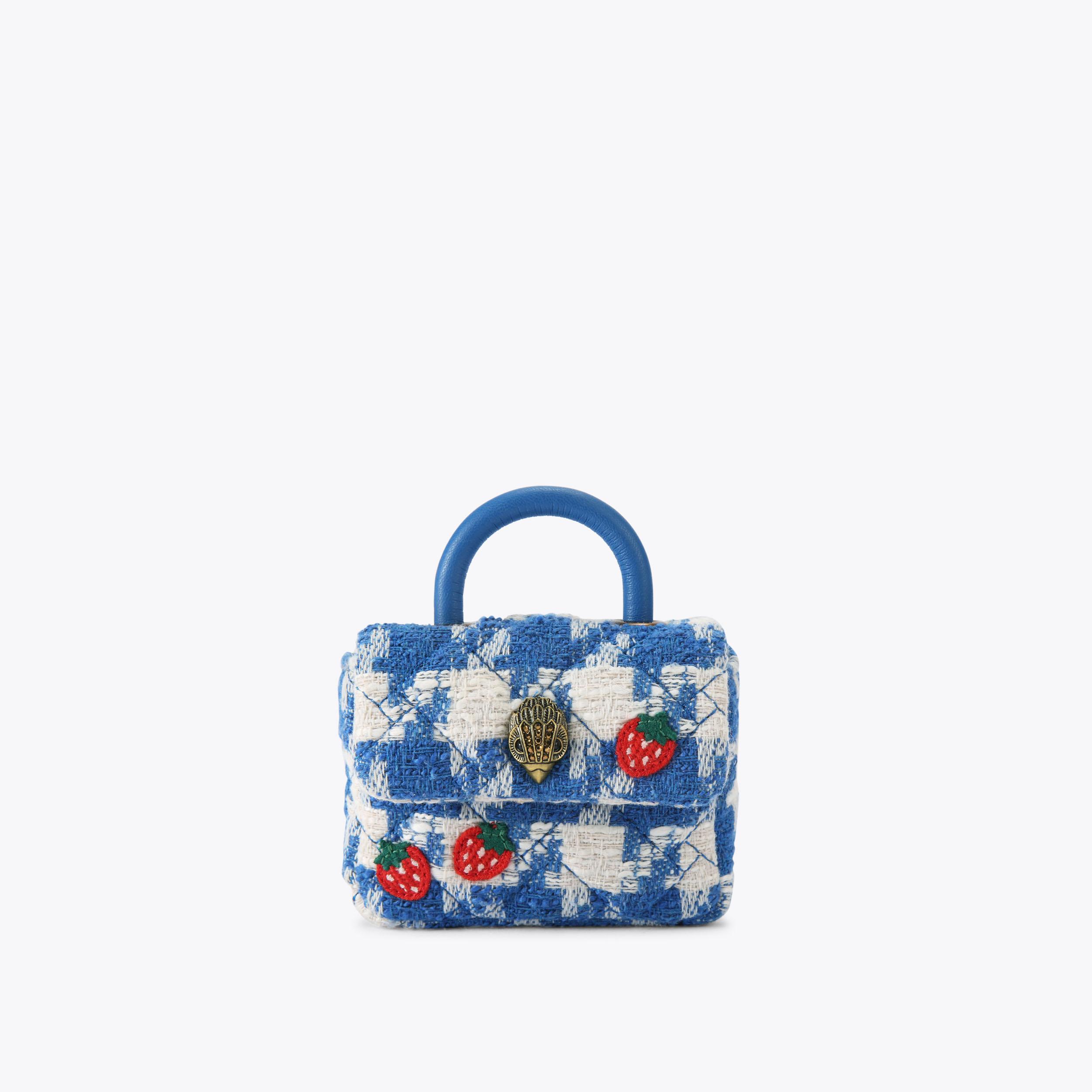 HANDLE MICRO KENSINGTON Blue Strawberry Tweed Micro Bag by KURT GEIGER ...