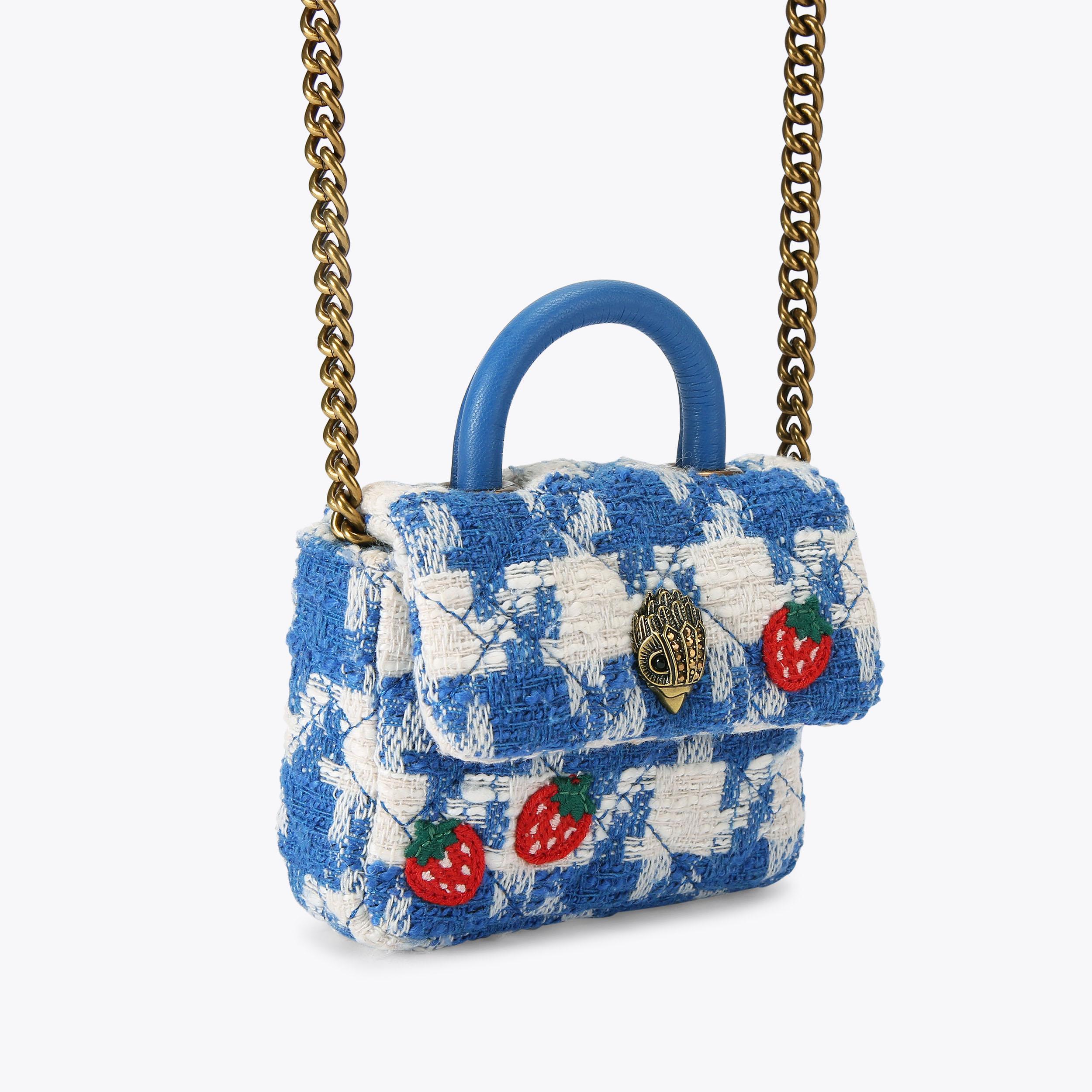 HANDLE MICRO KENSINGTON Blue Strawberry Tweed Micro Bag by KURT GEIGER ...