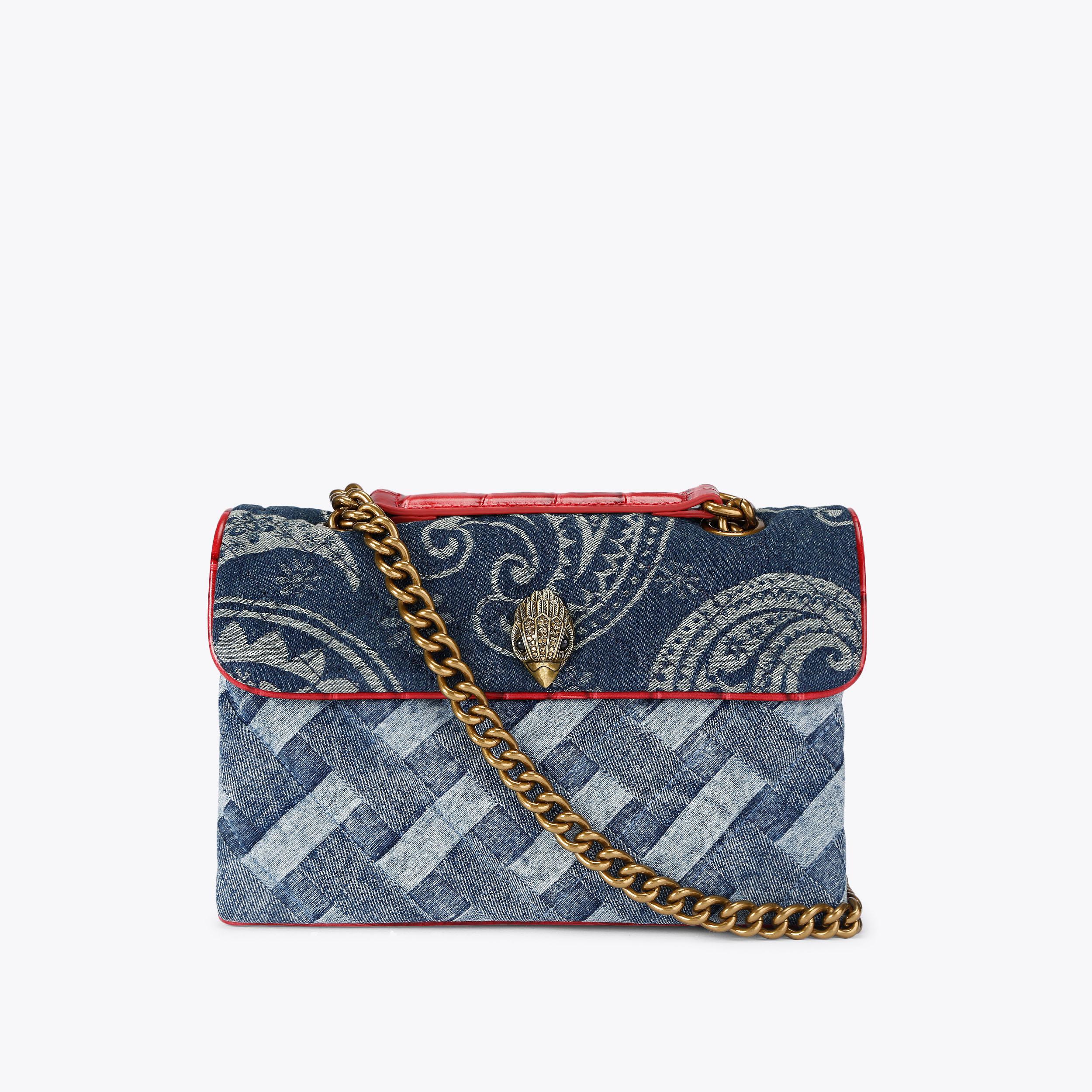 KENSINGTON BAG Blue Denim Bleached Shoulder Bag by KURT GEIGER LONDON