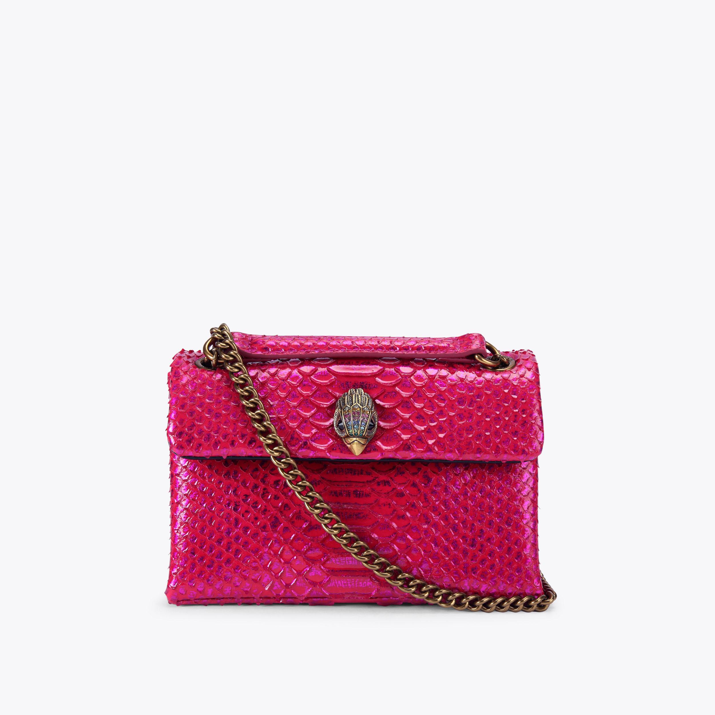 LEATHER MD KENSINGTON Fuchsia Metallic Cross Body Bag by KURT GEIGER LONDON