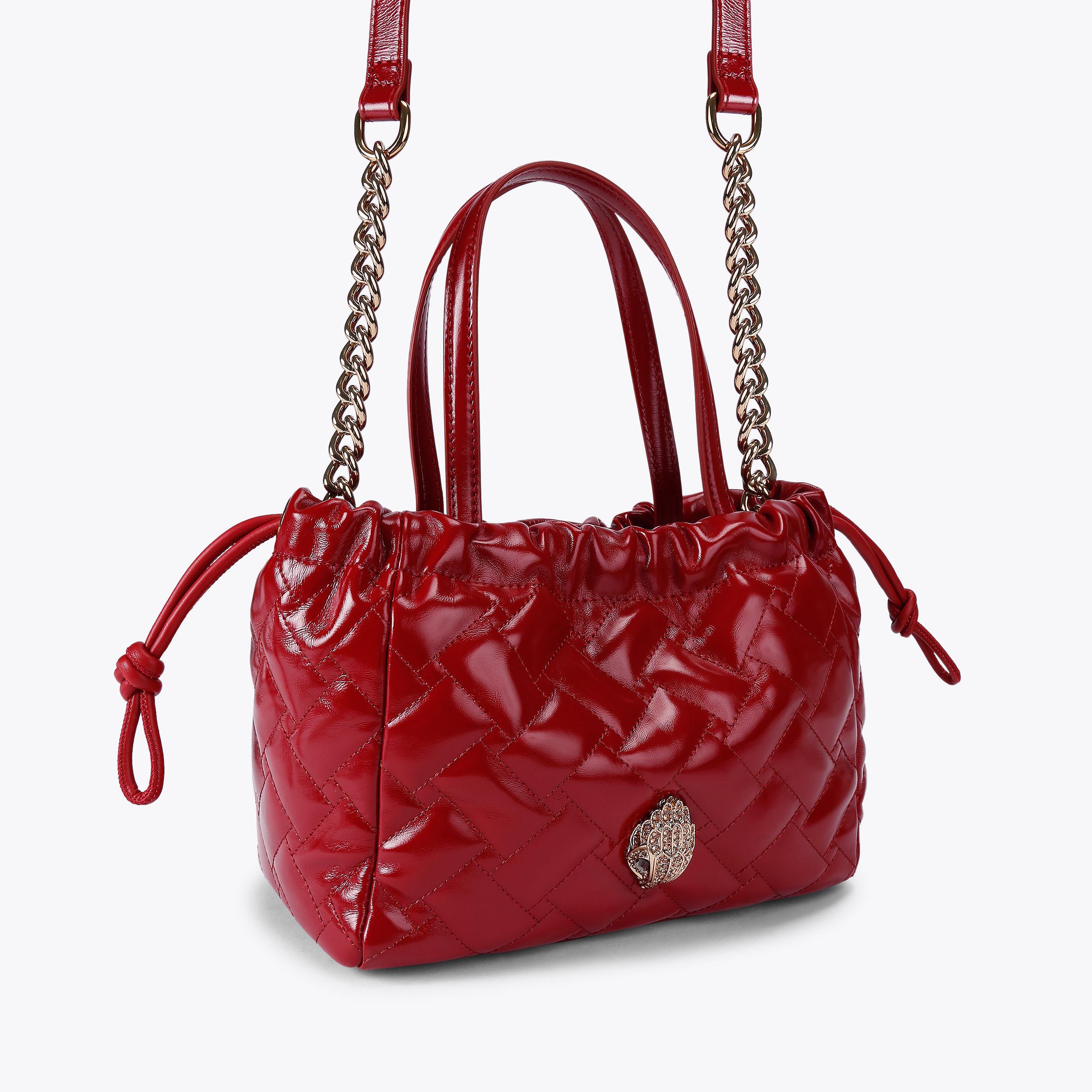 SM KENSINGTON STRING TOTE Red Leather String Tote Bag by KURT GEIGER LONDON