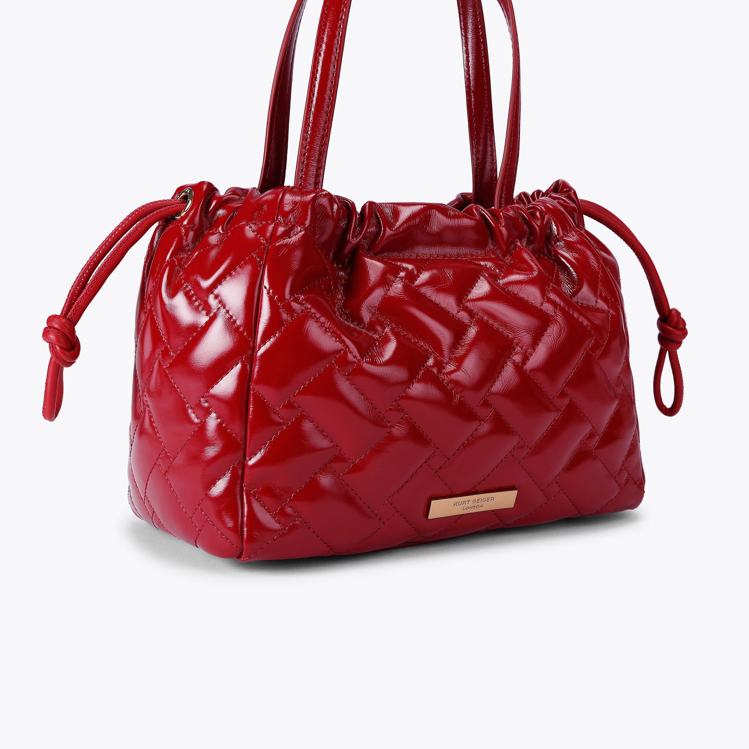 SM KENSINGTON STRING TOTE Red Leather String Tote Bag by KURT GEIGER LONDON