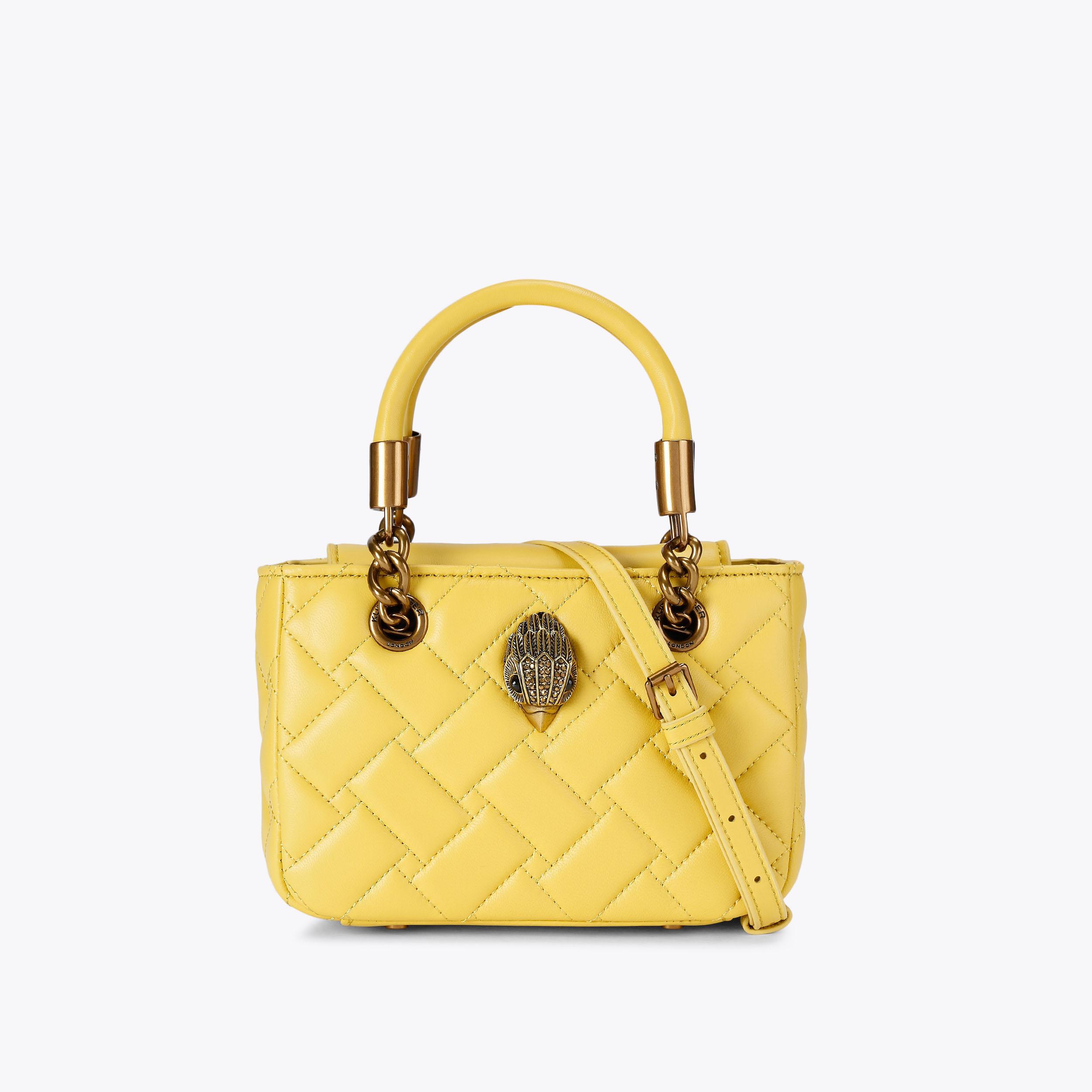SQ MINI KENSINGTON Yellow Leather Square Bag by KURT GEIGER LONDON