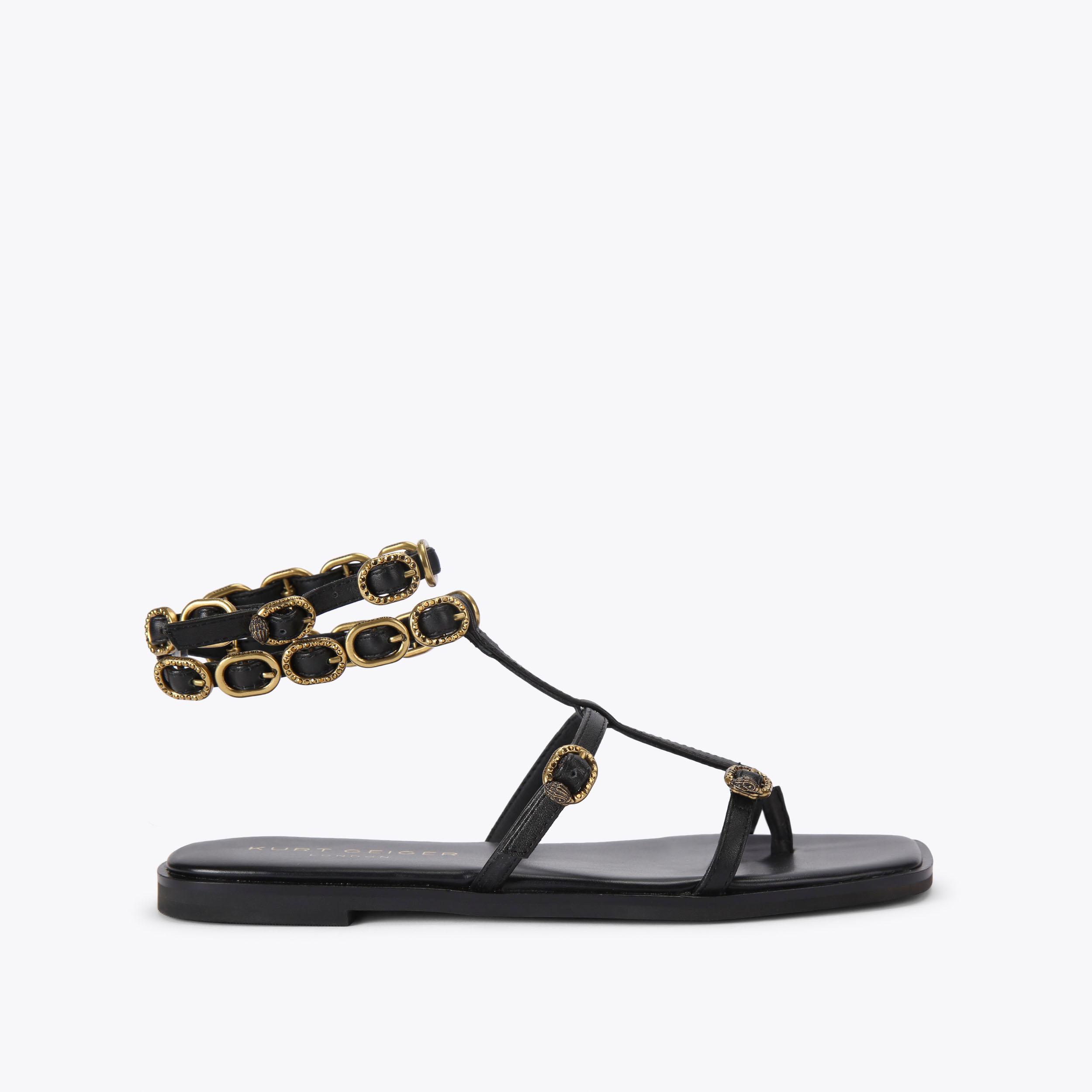 Kurt Geiger Black Flat Sandals