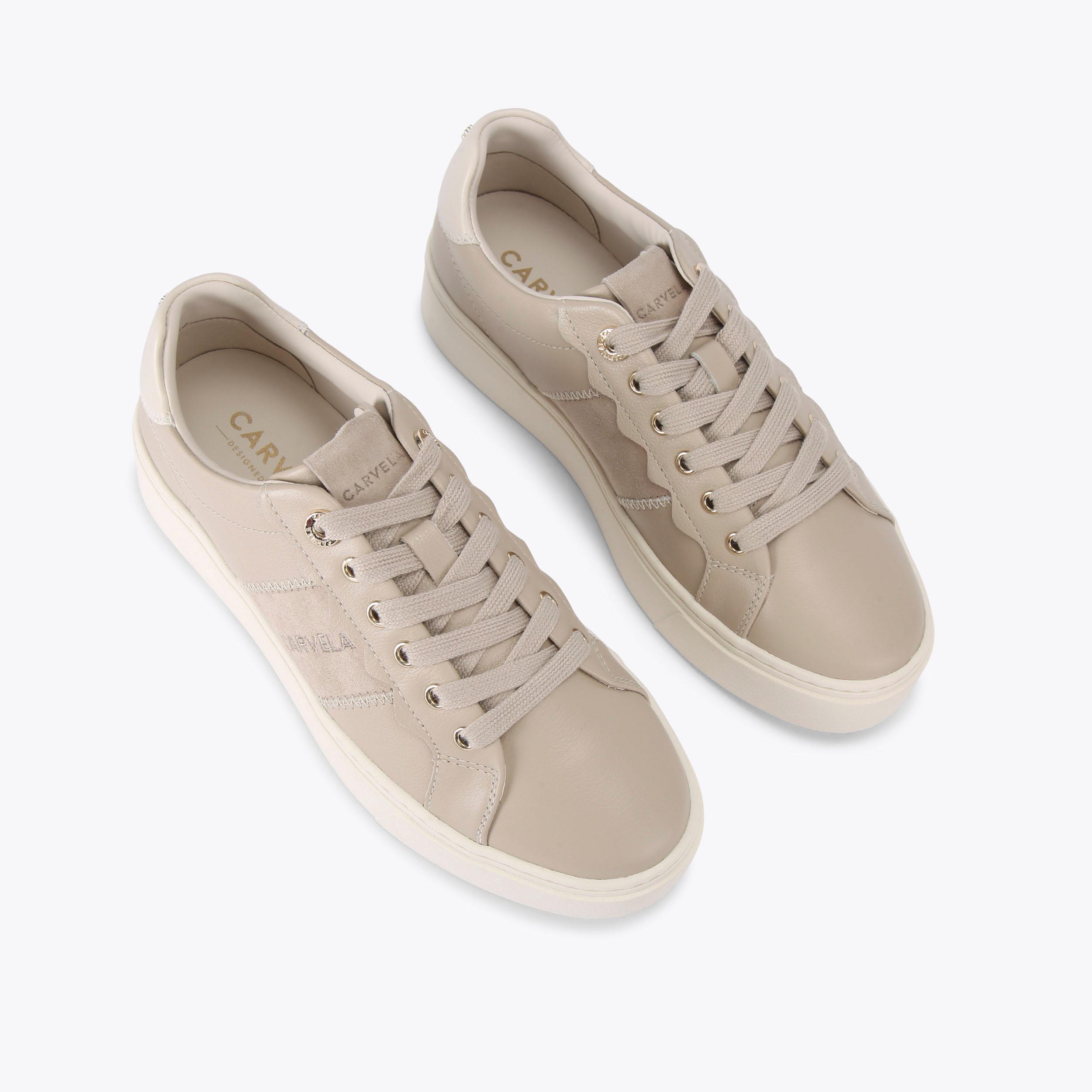 CASTELLA Taupe Suede Lace Up Trainer by CARVELA