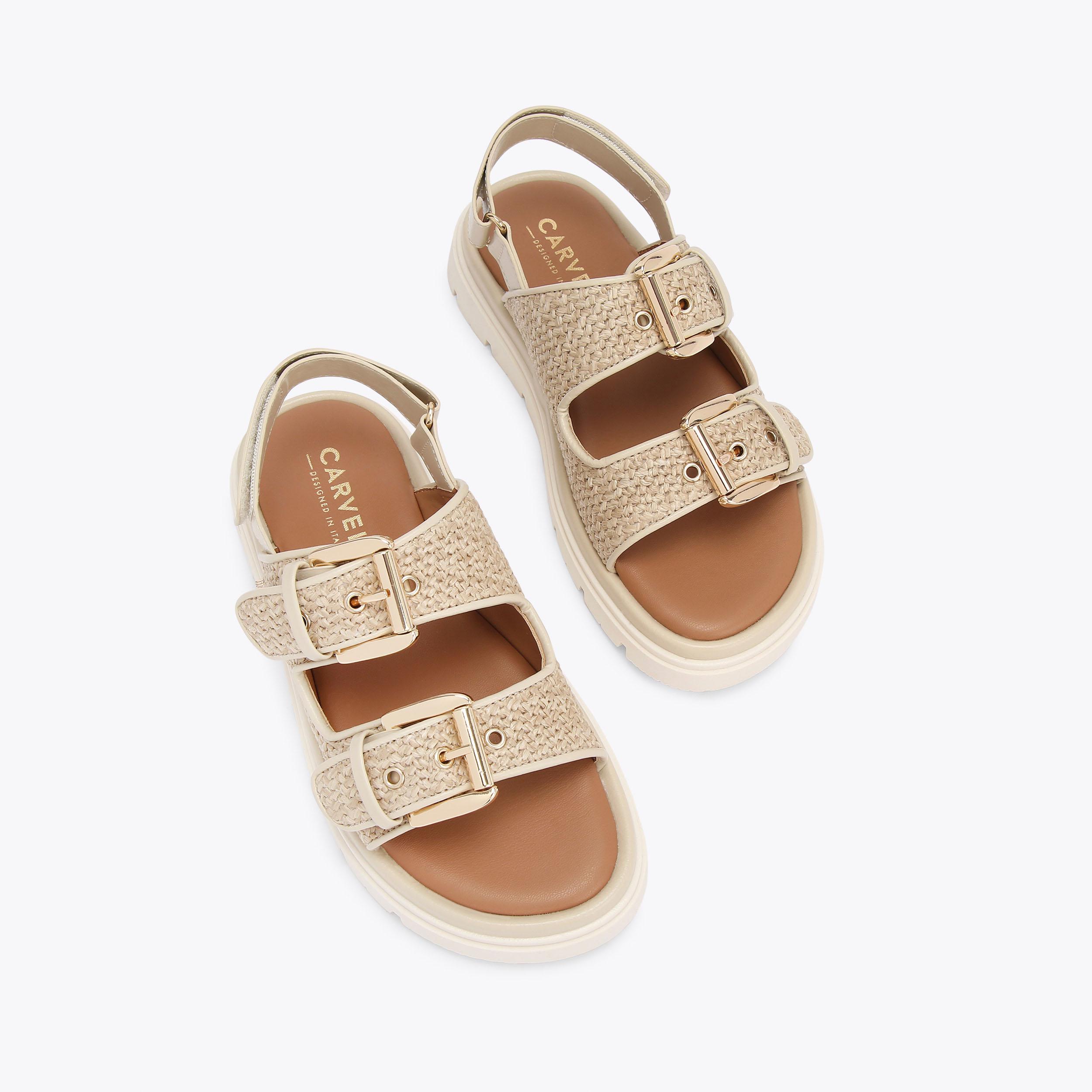 PAVILION SLINGBACK Beige Raffia Slingback Sandal by CARVELA COMFORT