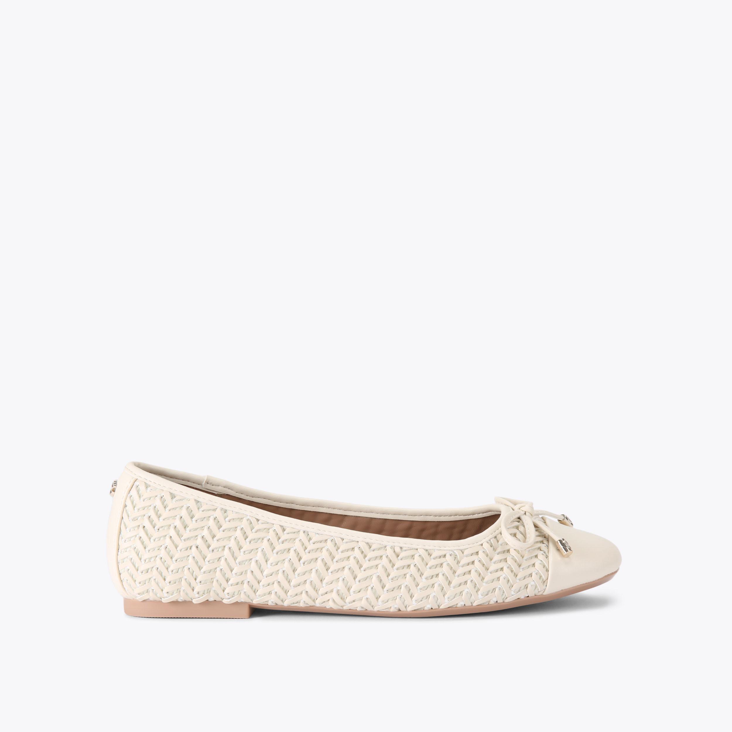 SARDINIA BALLET Bone Woven Ballet Flats by CARVELA