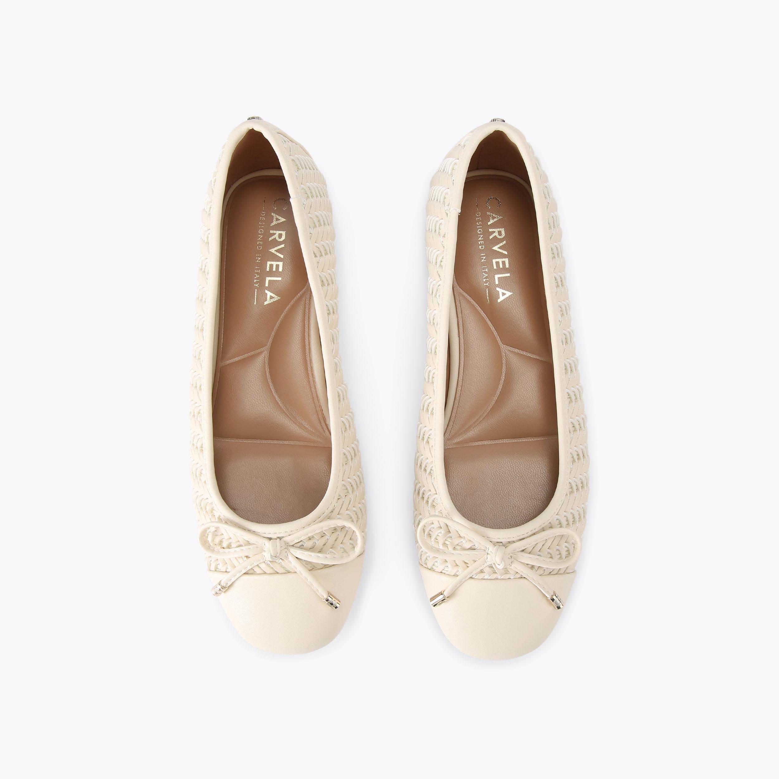 SARDINIA BALLET Bone Woven Ballet Flats by CARVELA