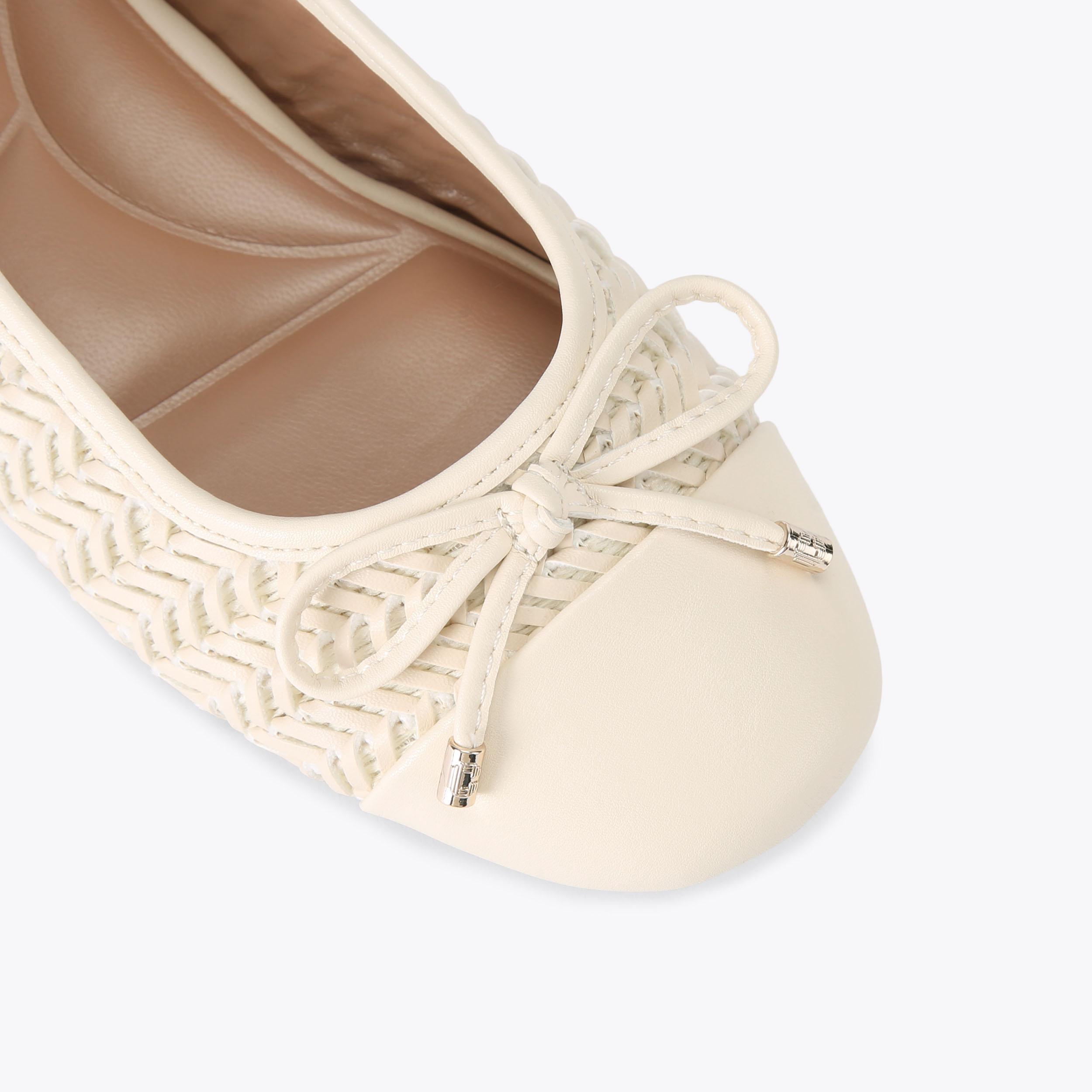 SARDINIA BALLET Bone Woven Ballet Flats by CARVELA