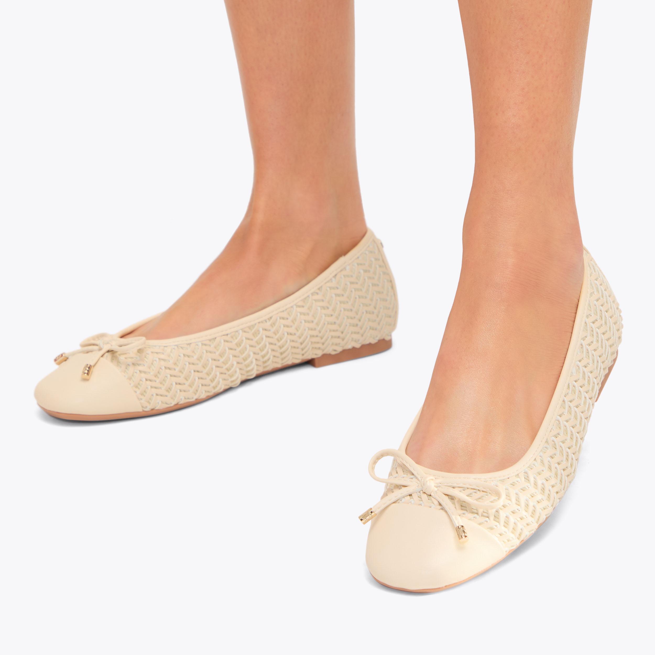 SARDINIA BALLET Bone Woven Ballet Flats by CARVELA