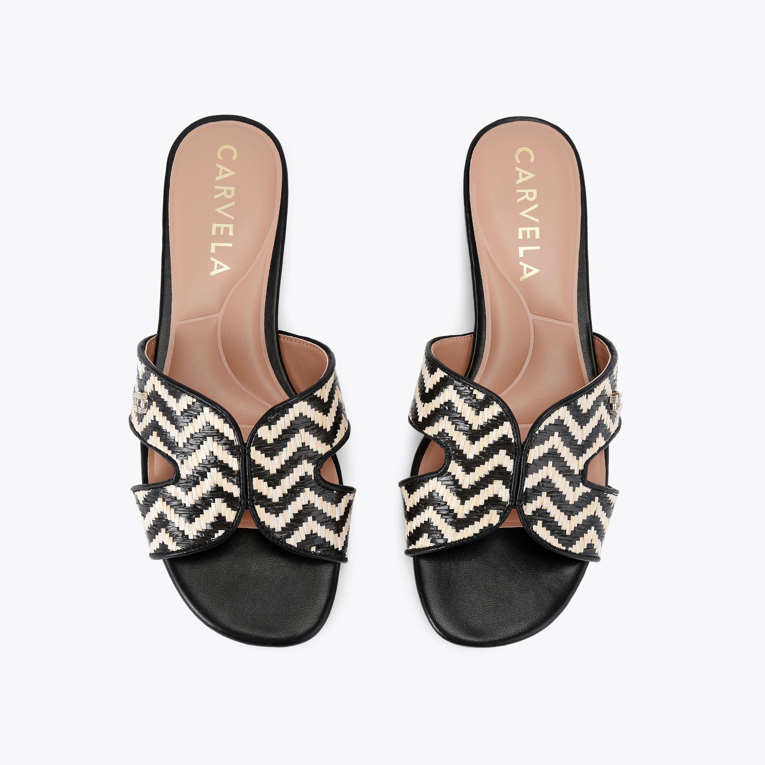 GALA CAPRI MULE Chevron Raffia Slip On Sandal by CARVELA