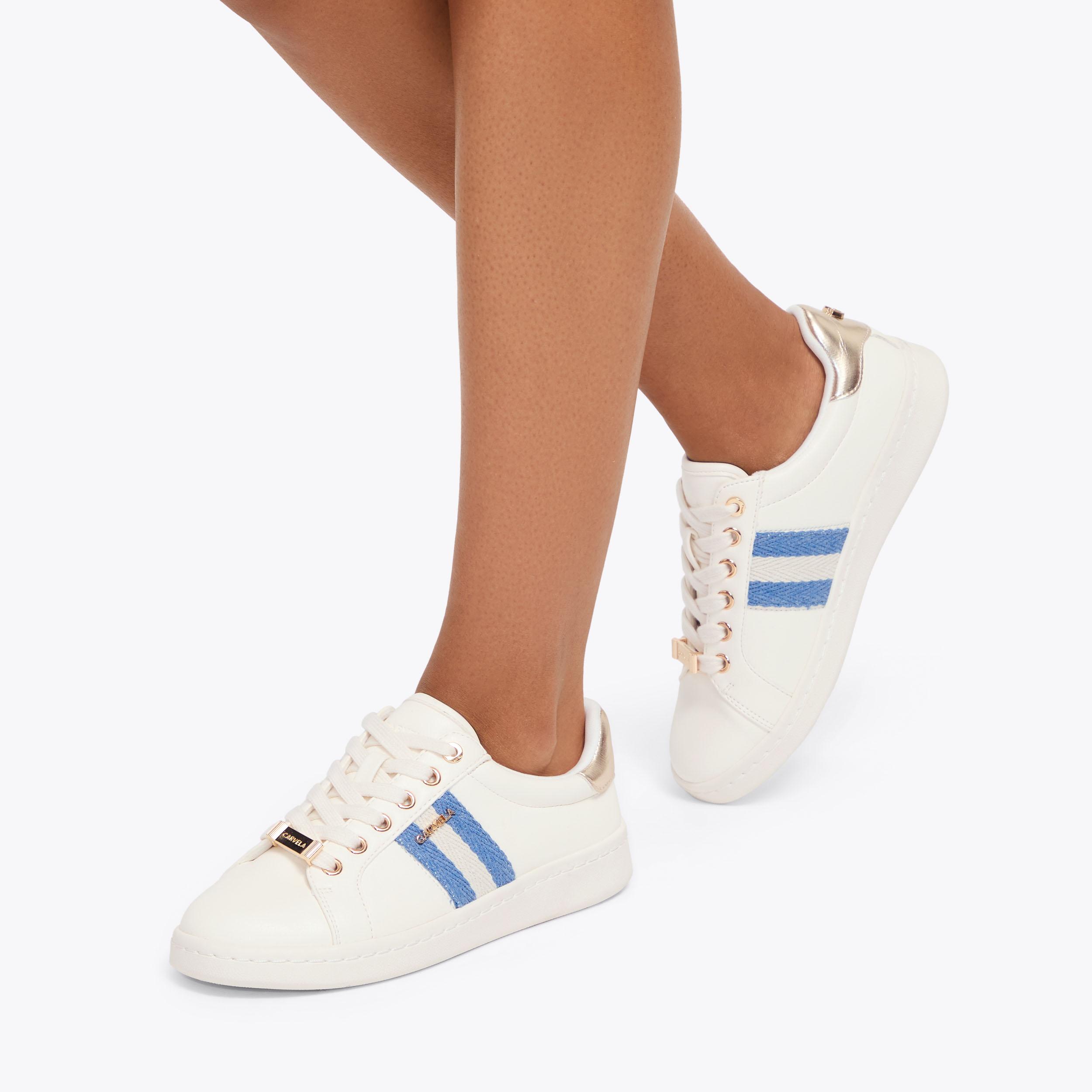 PALERMO STRIPE SNEAKER Blue Stripe Lace Up Sneaker by CARVELA