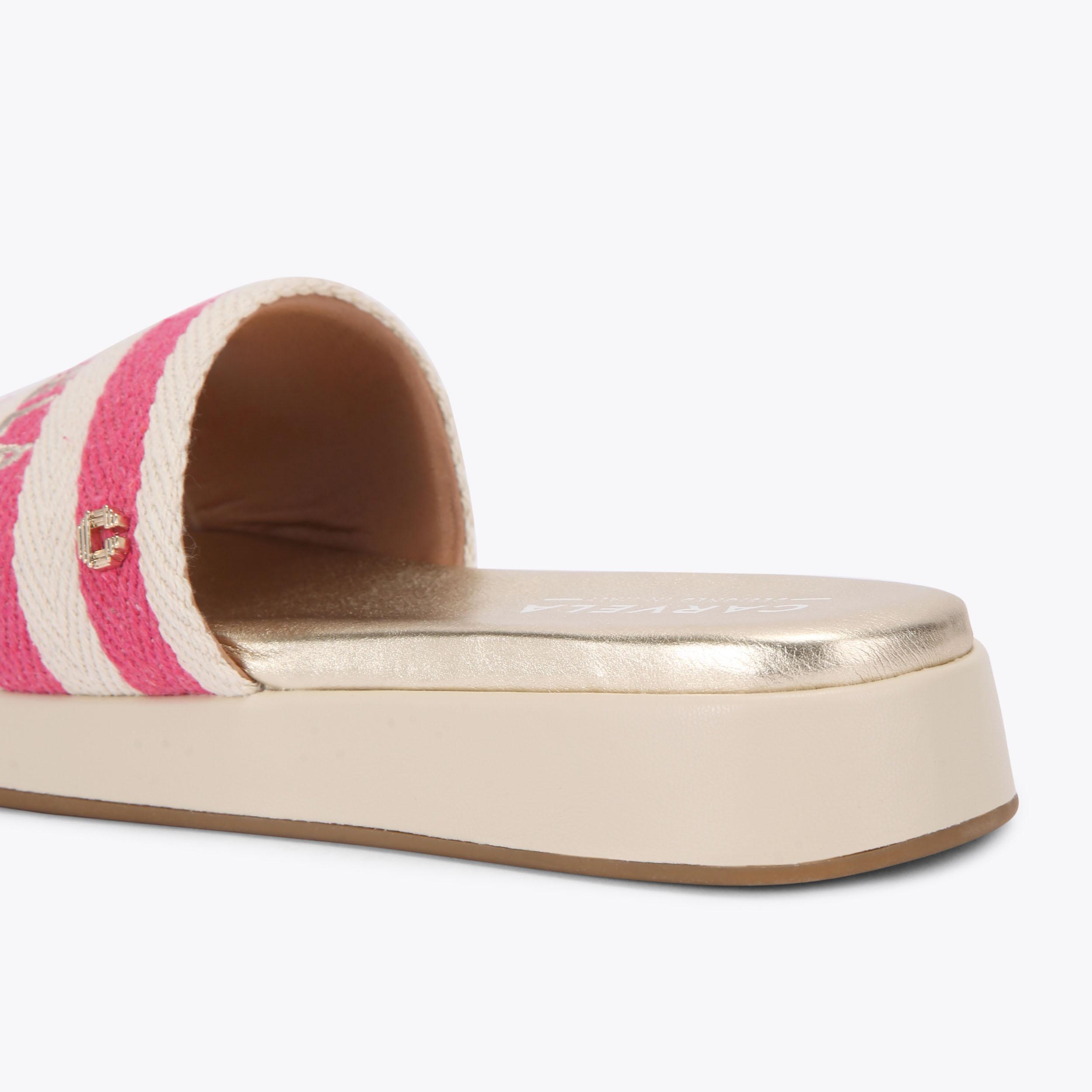 PALERMO STRIPE MULE Pink Bone Canvas Sandal by CARVELA