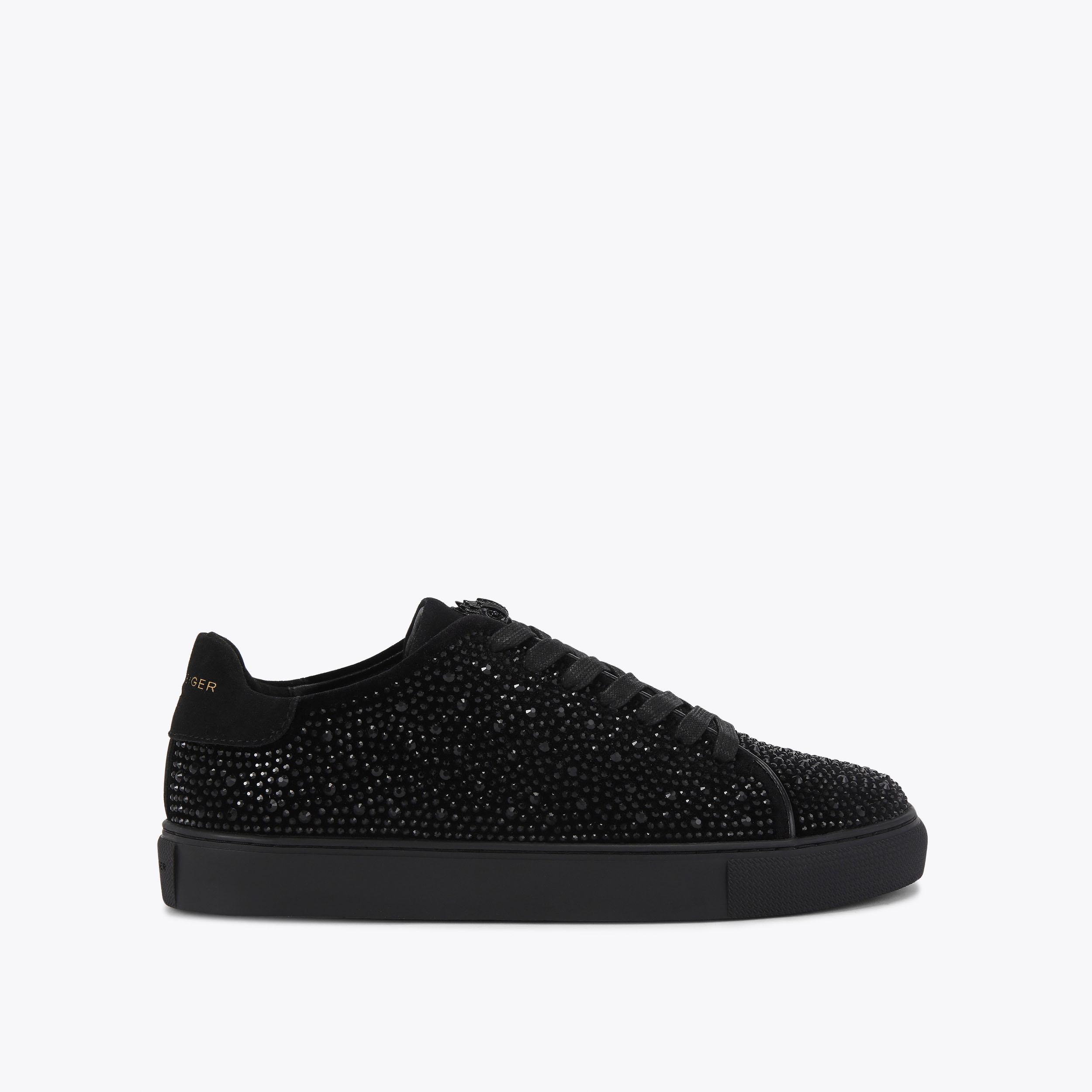 LENNON CRYSTAL Black Velvet Sneaker by KURT GEIGER LONDON