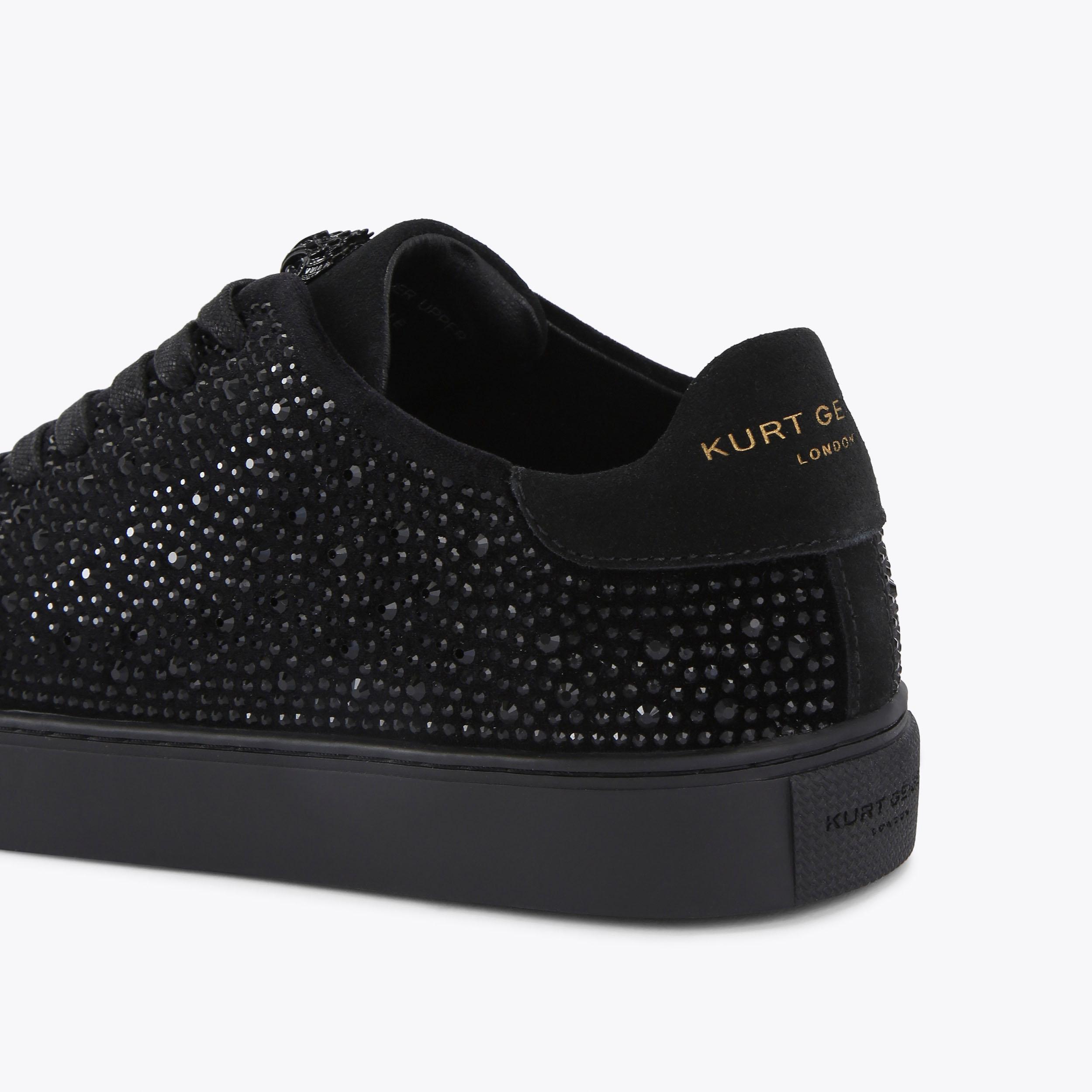 LENNON CRYSTAL Black Velvet Sneaker by KURT GEIGER LONDON