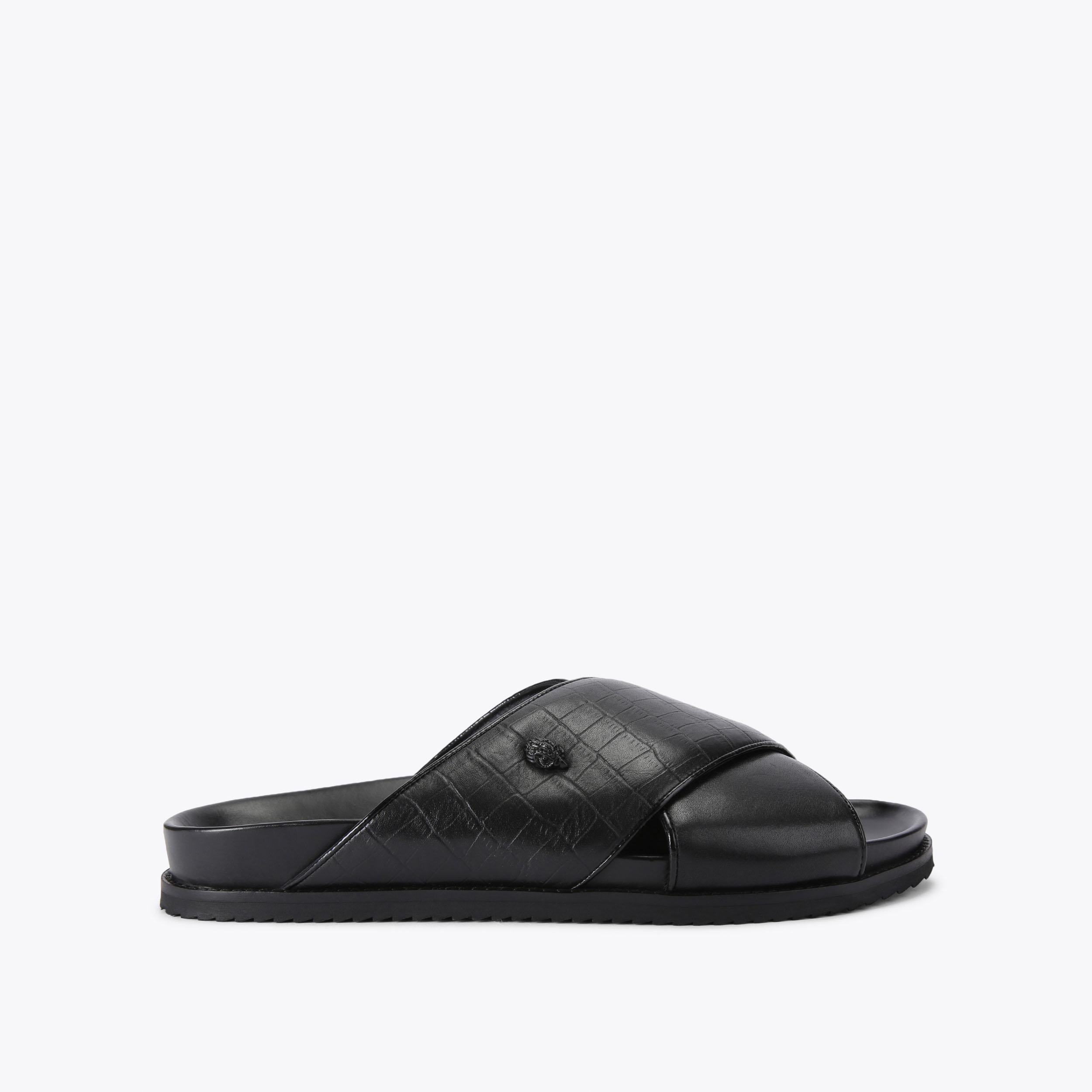 BARON SANDAL Black Croc Embossed Sandal by KURT GEIGER LONDON