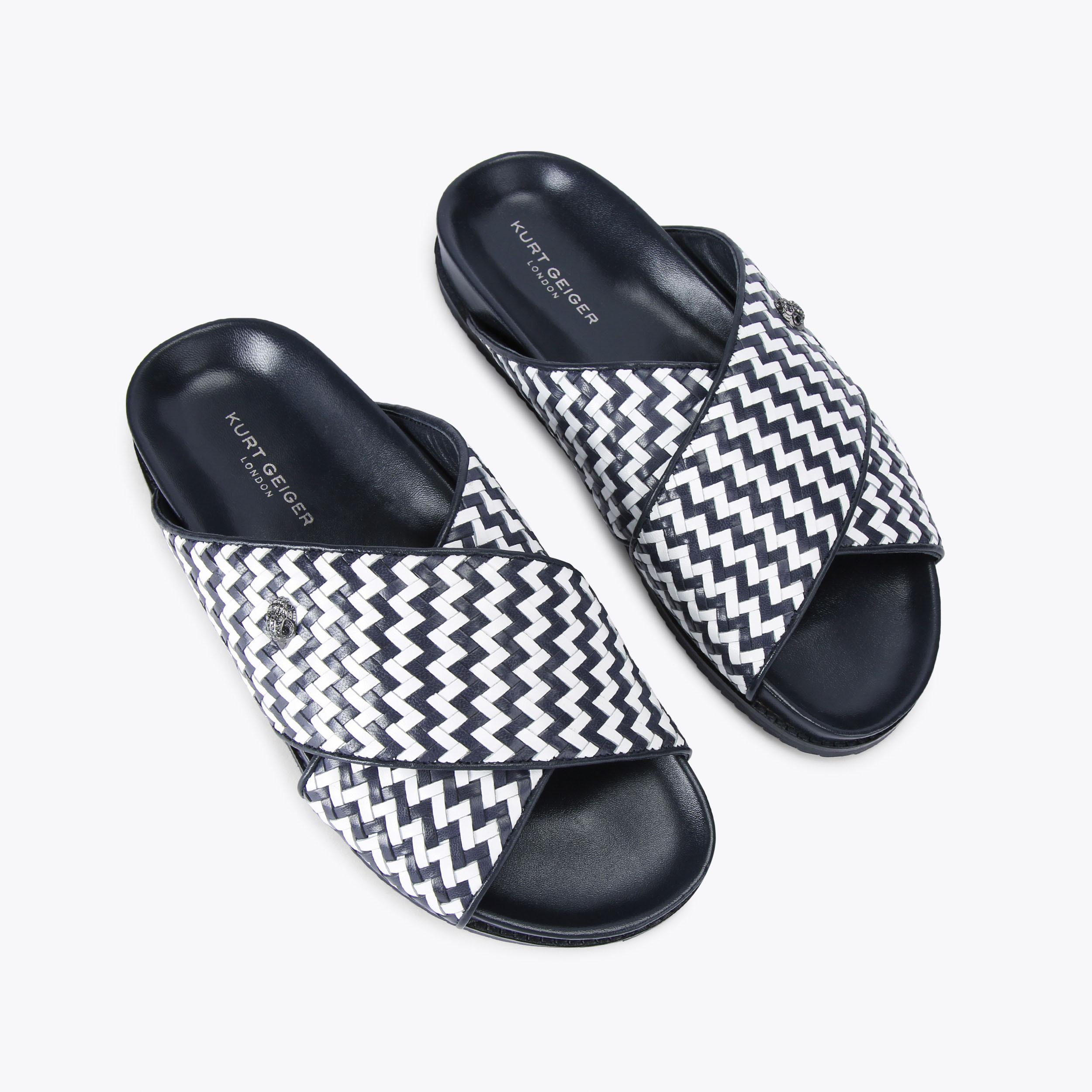 BARON SANDAL white Navy Leather slip On shoe by KURT GEIGER LONDON