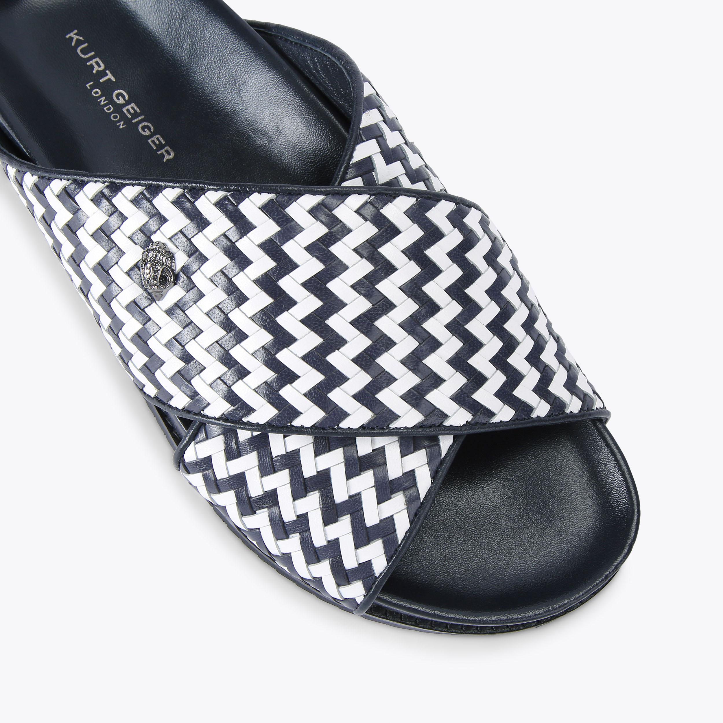 BARON SANDAL white Navy Leather slip On shoe by KURT GEIGER LONDON