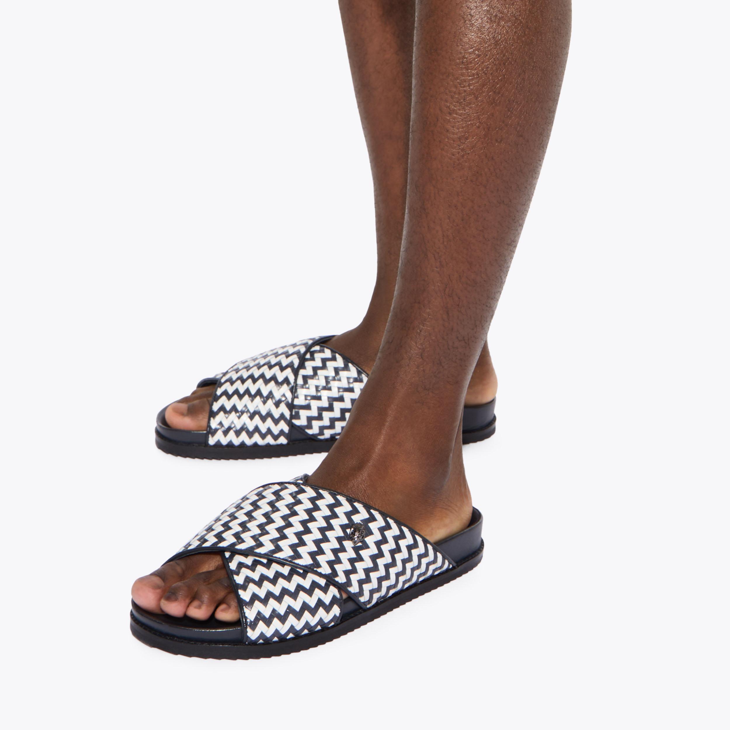 BARON SANDAL white Navy Leather slip On shoe by KURT GEIGER LONDON