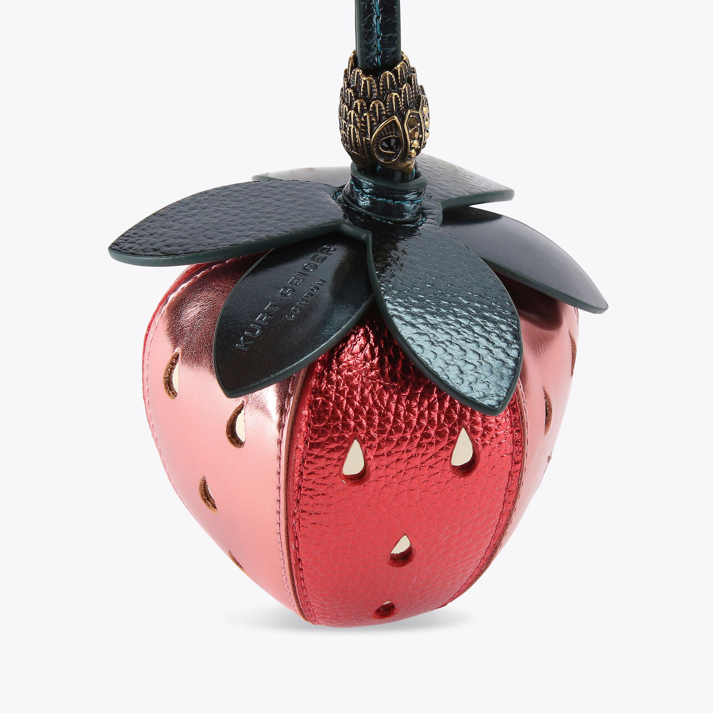 STRAWBERRY CHARM Metallic Pink Strawberry Charm by KURT GEIGER LONDON