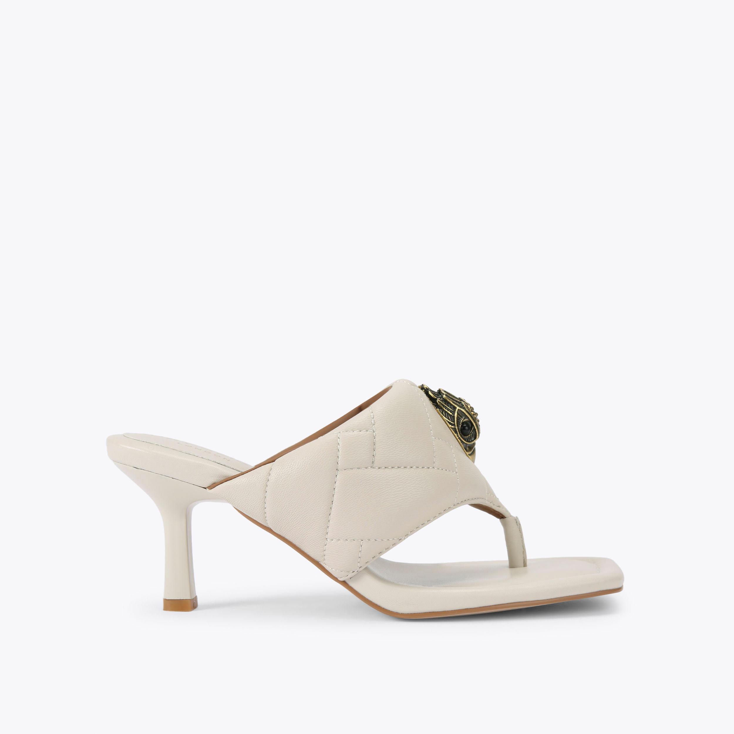 PUFF THONG HEEL 85 Black Quilted Heeled Sandal by KURT GEIGER LONDON