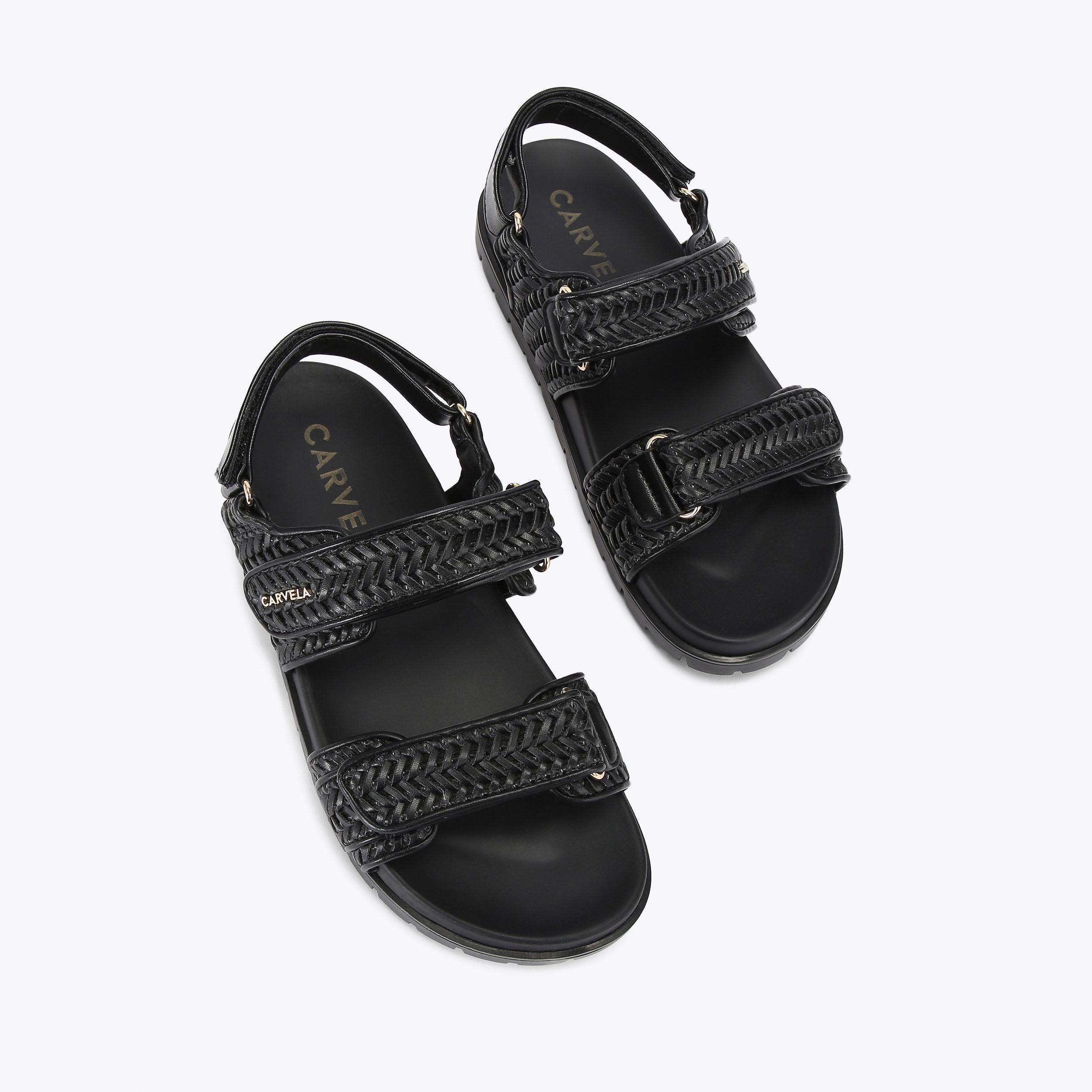 SARDINIA SANDAL Black Woven Sandal by CARVELA