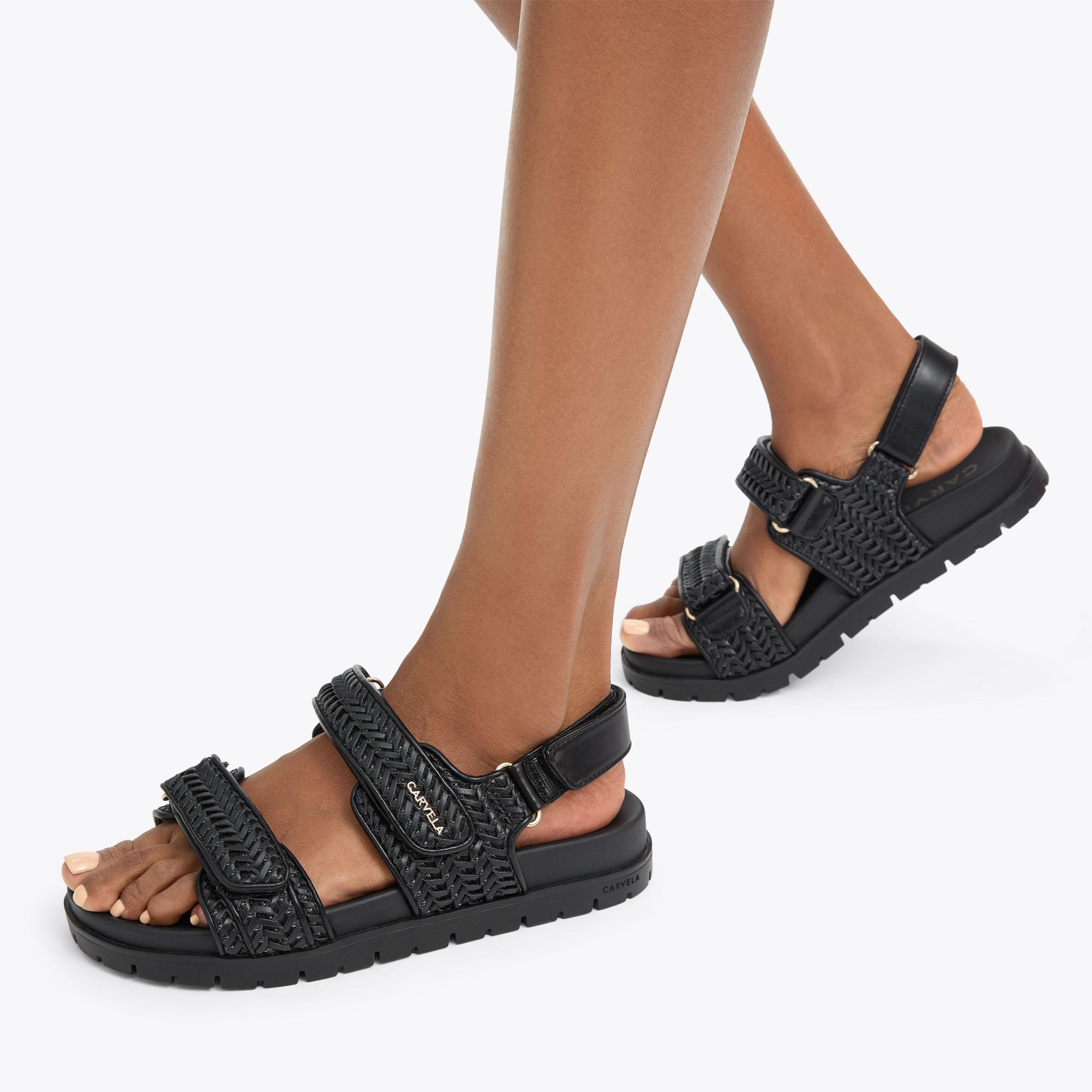 SARDINIA SANDAL Black Woven Sandal by CARVELA